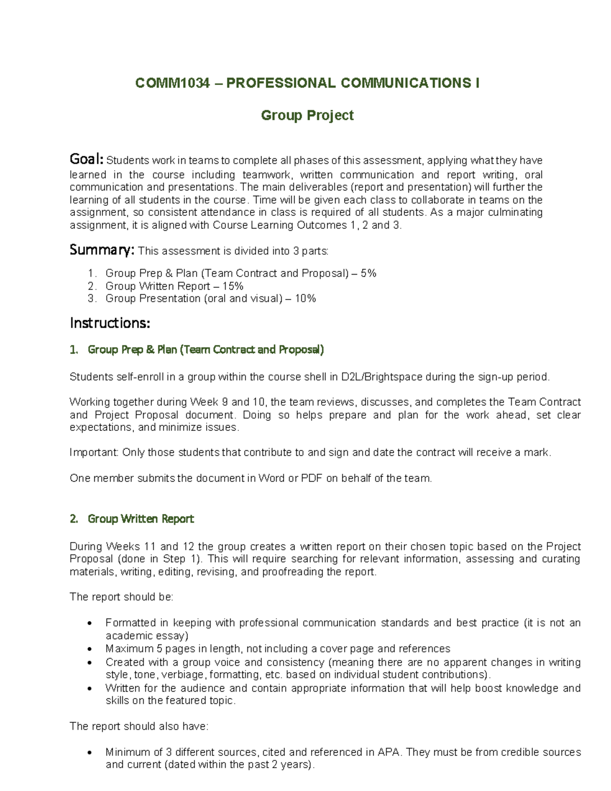 Group Project-fullinstructions - COMM1034 – PROFESSIONAL COMMUNICATIONS ...