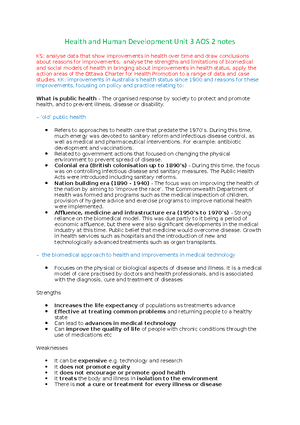 Health & Human Development: Unit 1 & 2 Notes - Health and Human ...