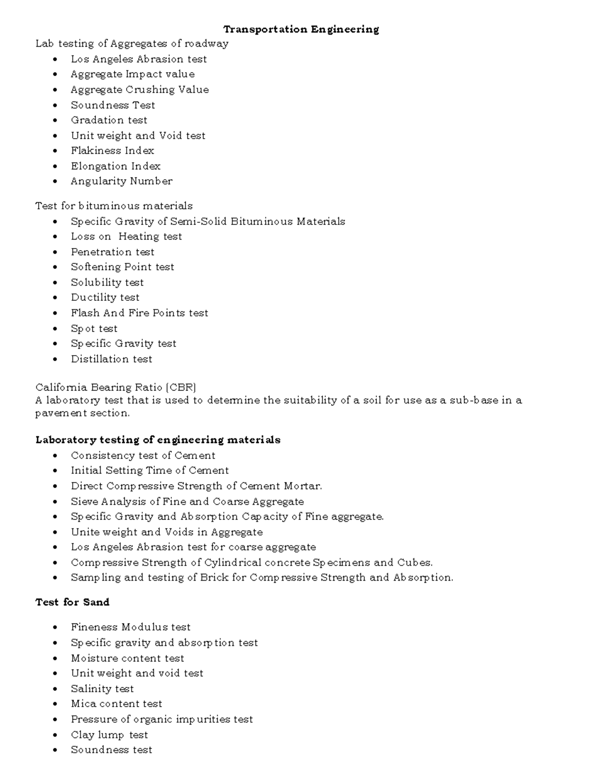 Transportation Engineering - Laboratory testing of engineering ...