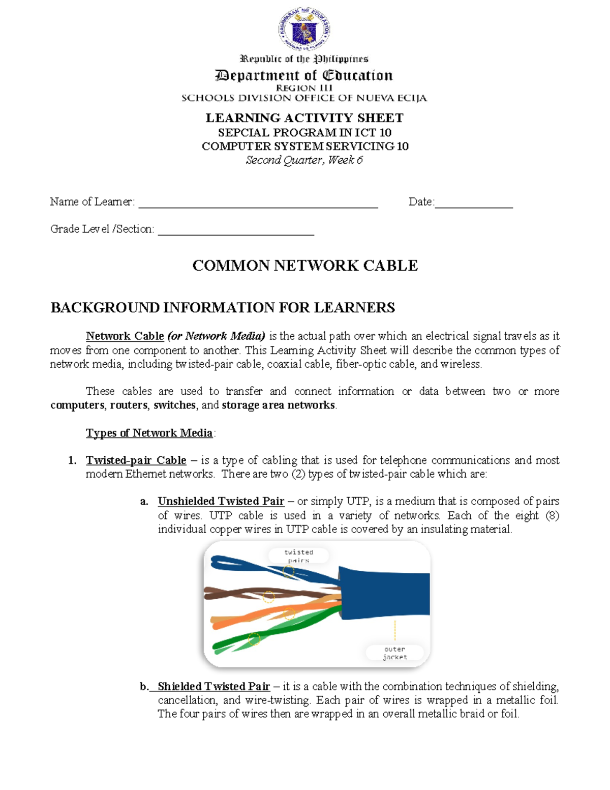 computer system servicing - LEARNING ACTIVITY SHEET SEPCIAL PROGRAM IN ...