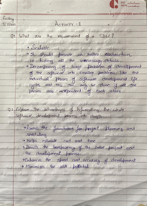SE Handwritten Notes - Manjusa Pandey - Software Engineering - Studocu