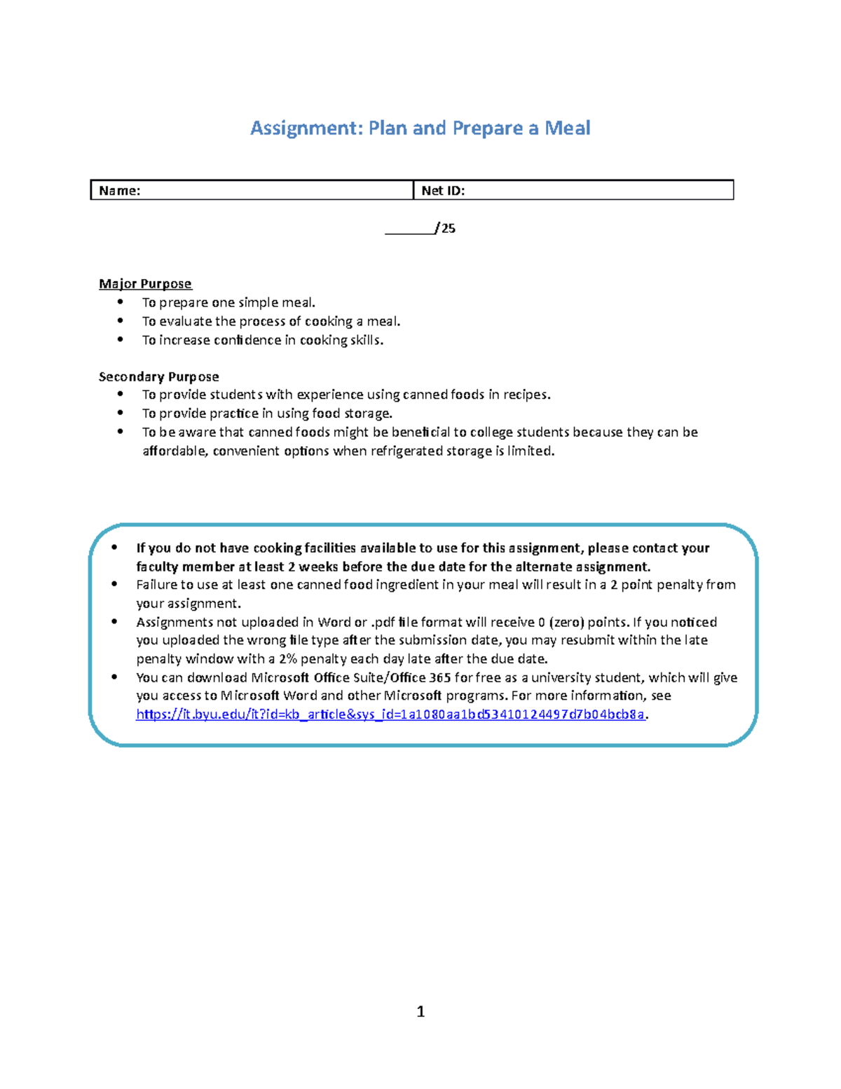 Plan and Prepare a Meal-F2021 - Assignment: Plan and Prepare a Meal ...