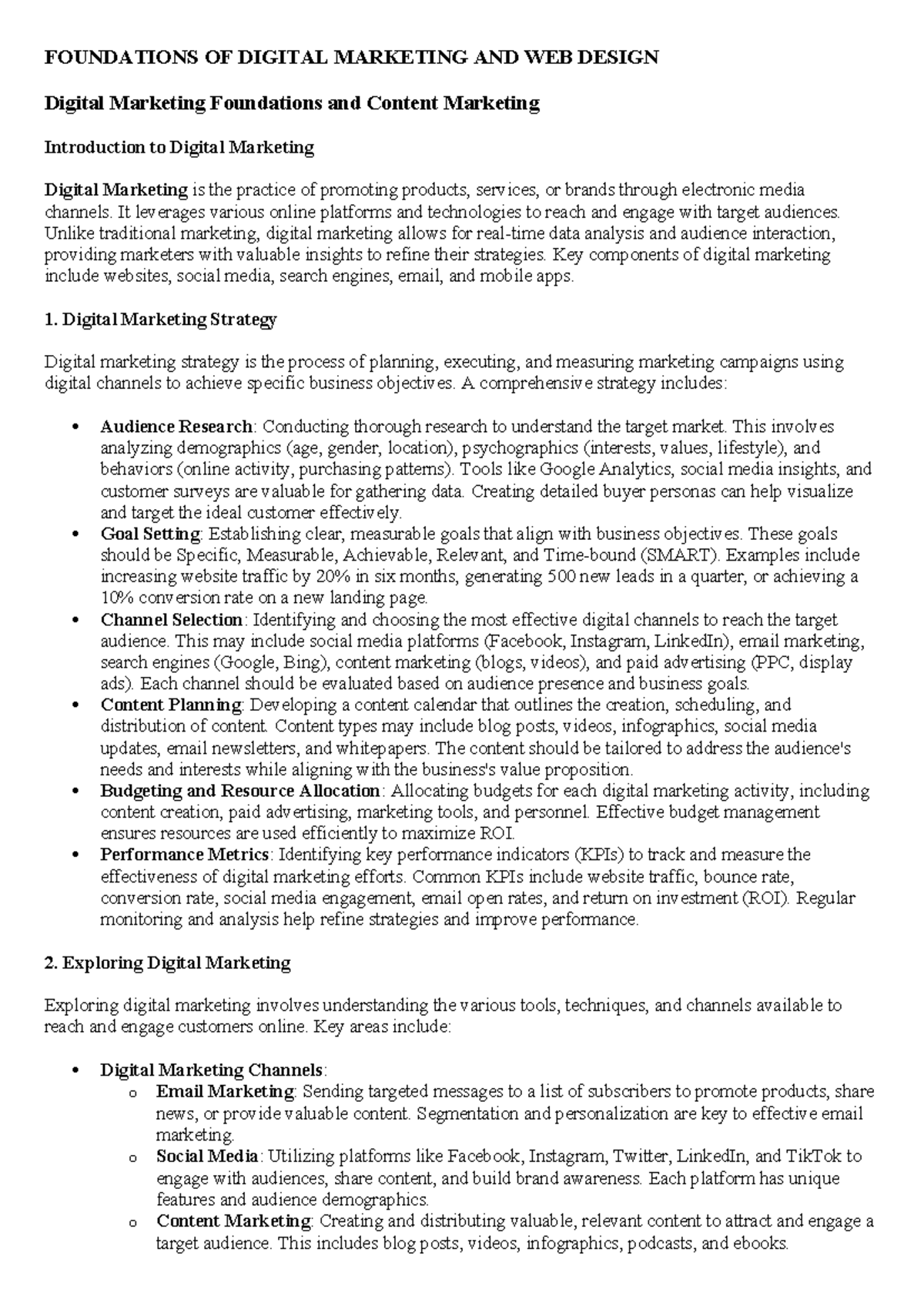 Foundations OF Digital Marketing AND WEB Design - FOUNDATIONS OF DIGITAL MARKETING AND WEB ...