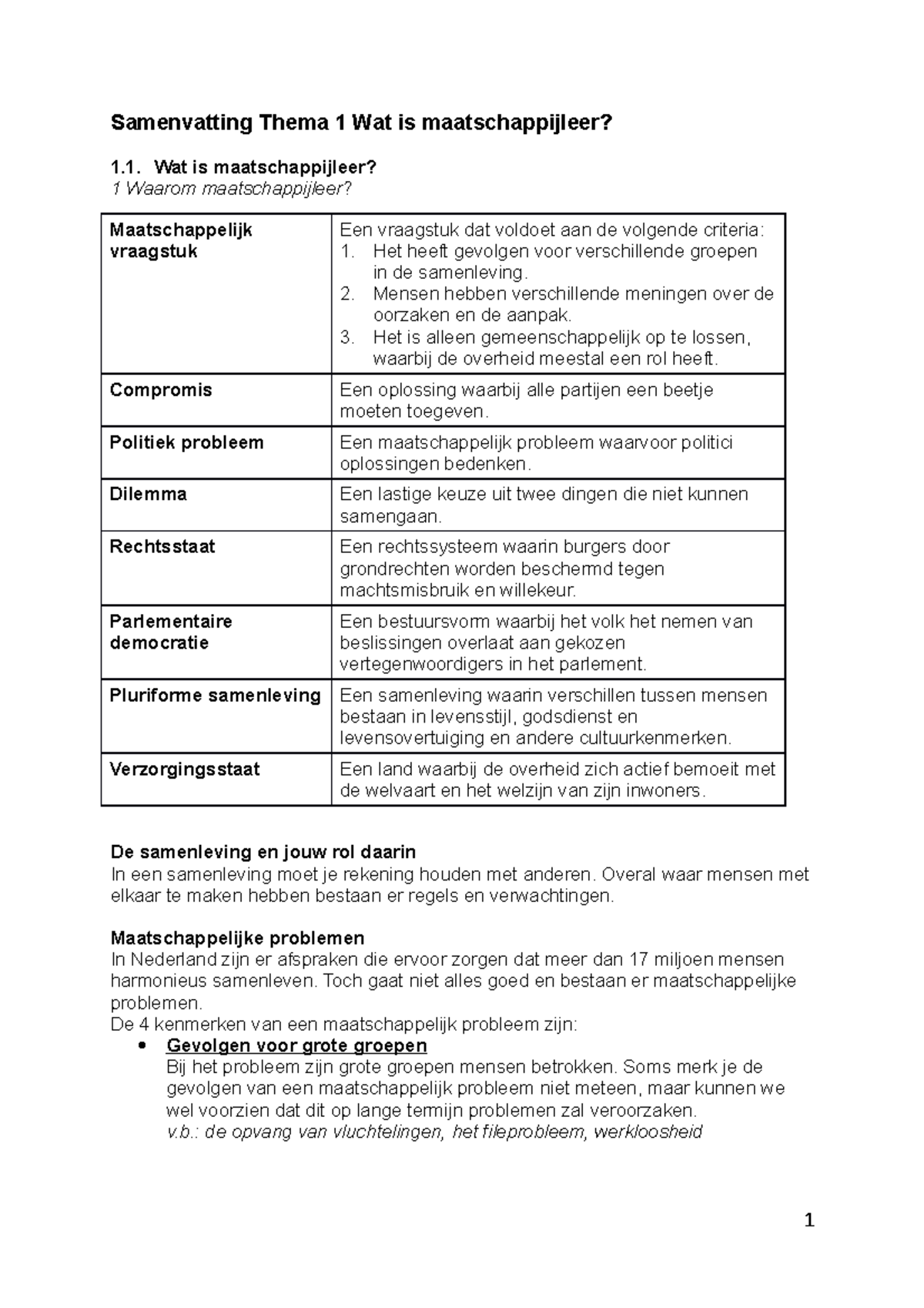 Samenvatting Thema 1 Analyse maatschappelijk probleem - Samenvatting ...
