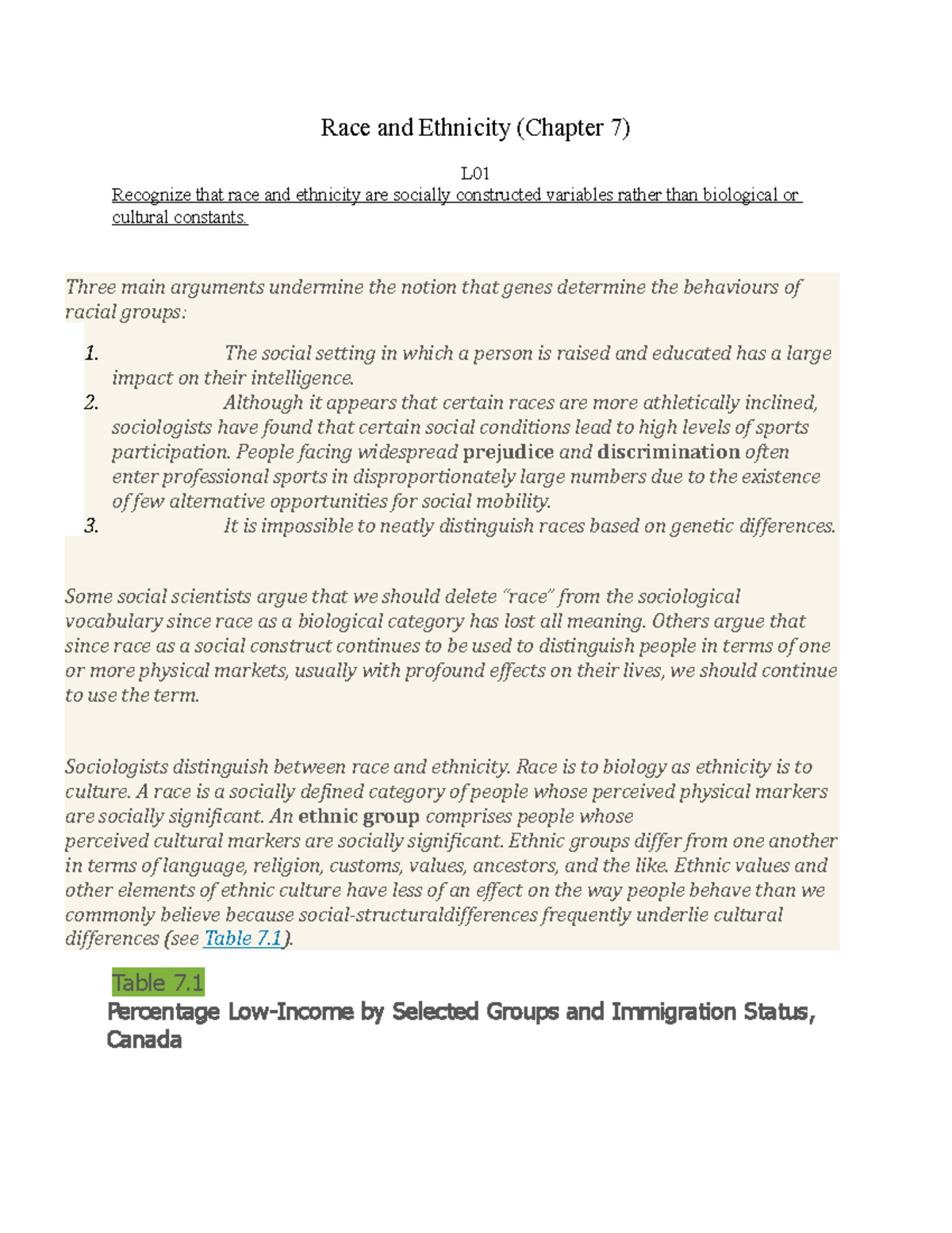SOC100 Chapters 7-10 - Textbook Notes - Race and Ethnicity (Chapter 7 ...