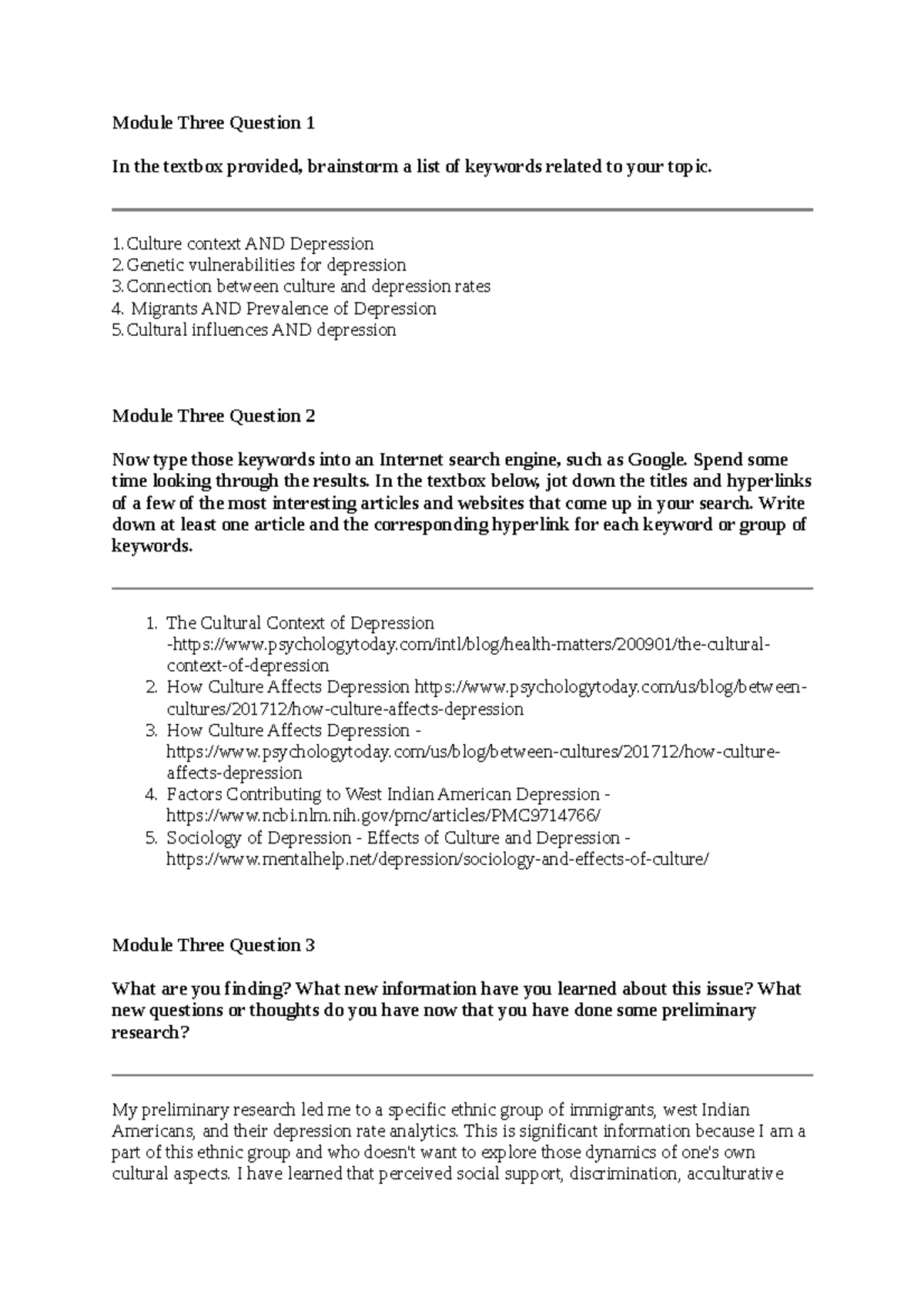 SCS 200 Module 3 Short responses - Module Three Question 1 In the ...