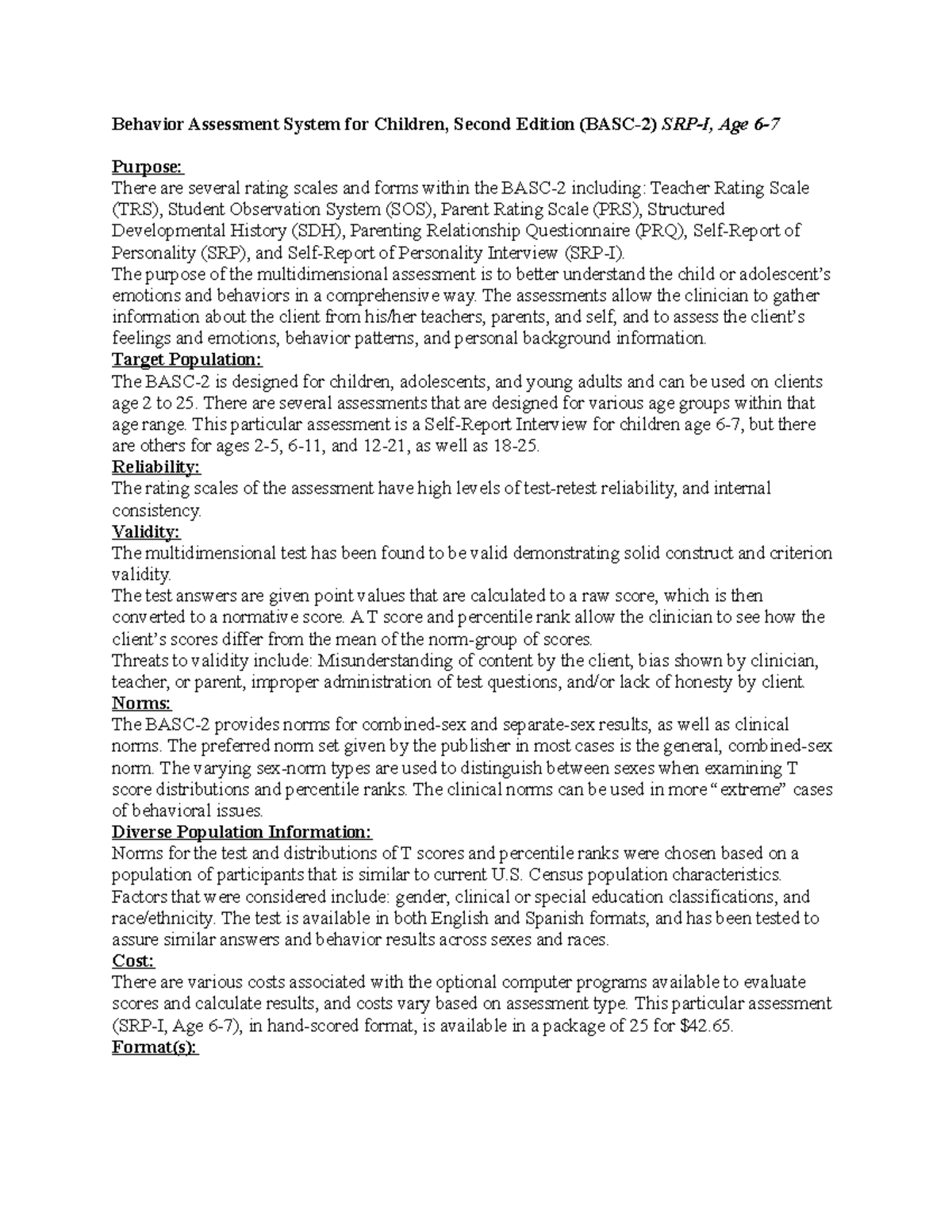 Instrument Fact Sheet - Detailed information about a specific ...