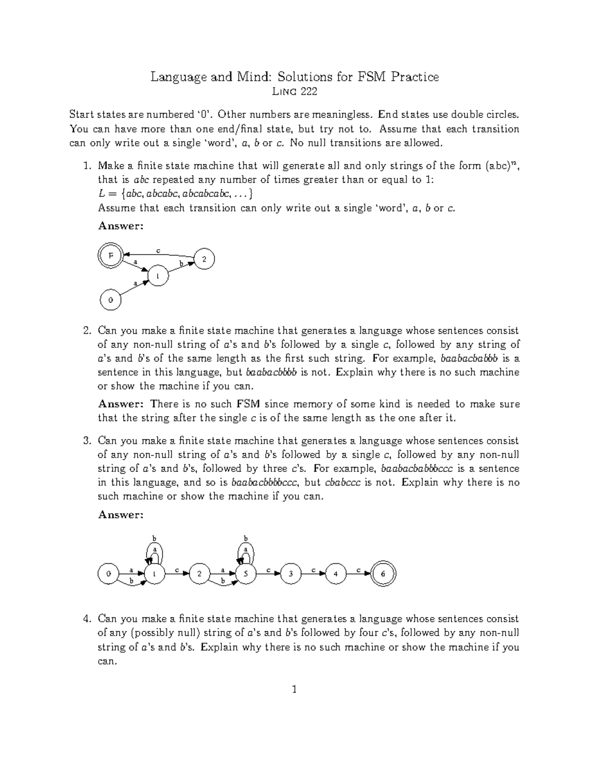 FSM Solutions - Answers to the FSM practice - Language and Mind ...