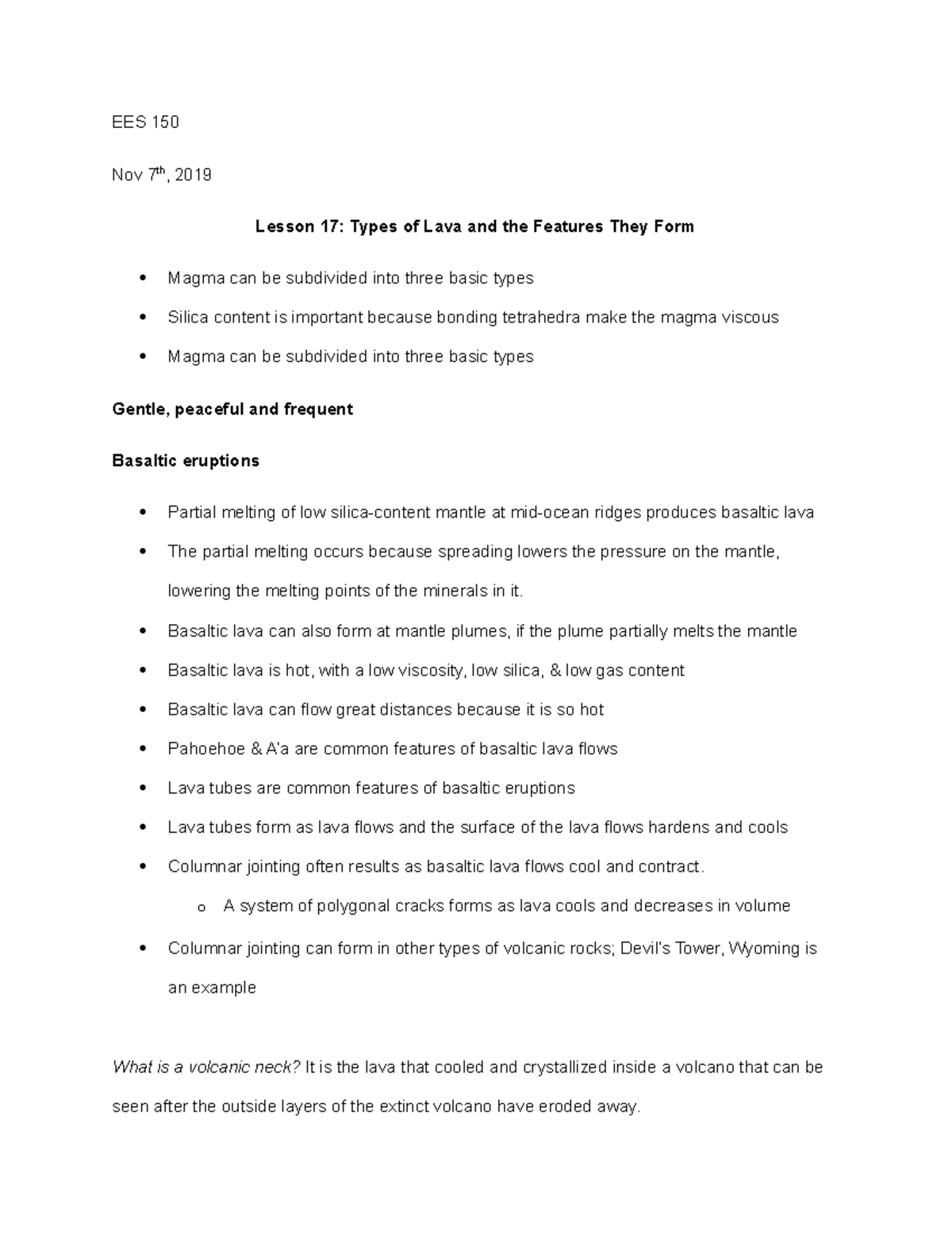 Lesson 17 Types of Lava and the Features They Form - EES 150 Nov 7th ...