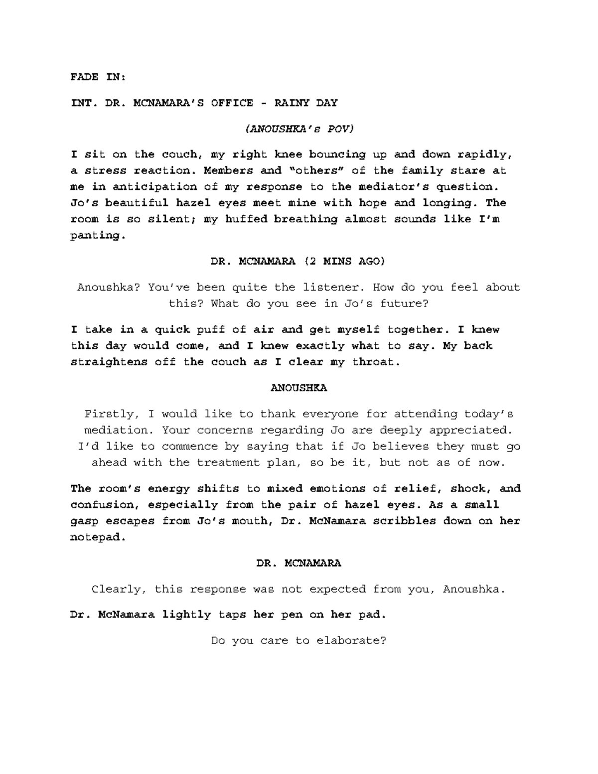 THST Writing Situational Scripts - FADE IN: INT. DR. MCNAMARA’S OFFICE ...