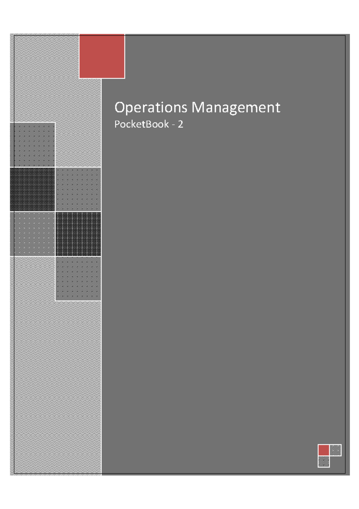 Operations Management Pocket Book 2 - Operations Management PocketBook ...