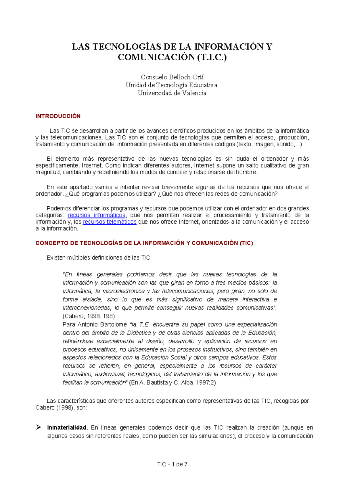 Pwtic 1 - TECNOLOGIA Y COMUNICACION - LAS TECNOLOGÕAS DE LA INFORMACI”N Y COMUNICACI”N (T.I ...