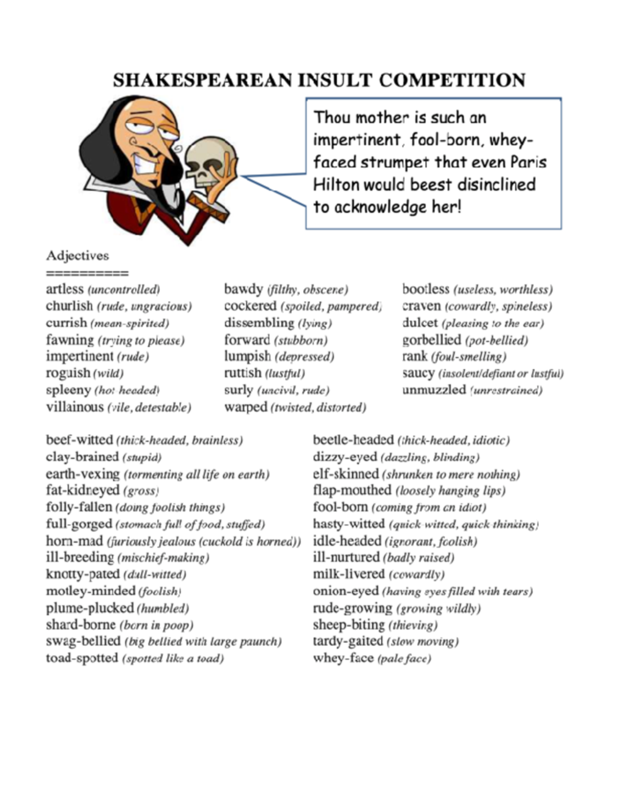 Shakespeare insults translation pdf - Historia del arte - Studocu