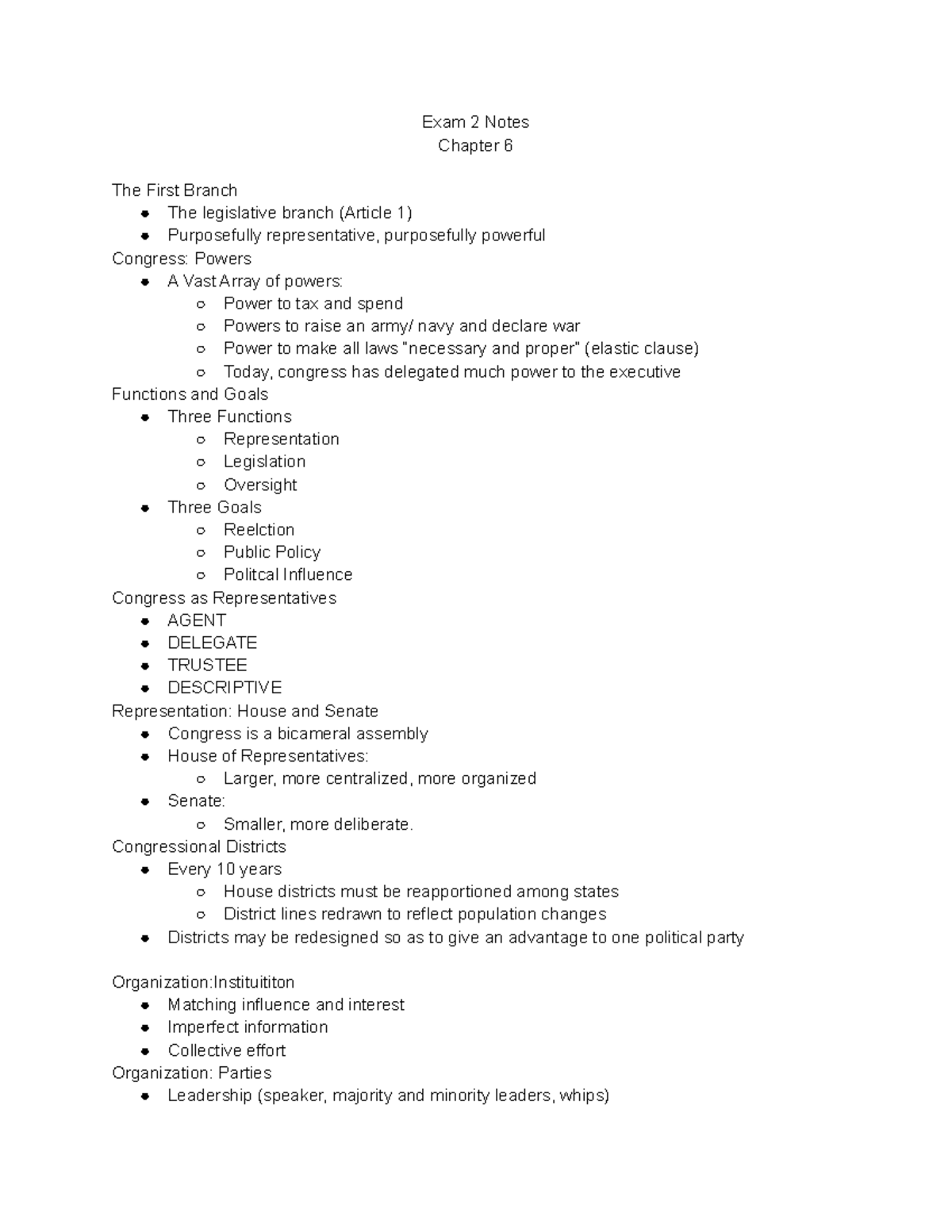 POLI1090 Exam 2 - Study Guide, Elvis Davis - Exam 2 Notes Chapter 6 The ...