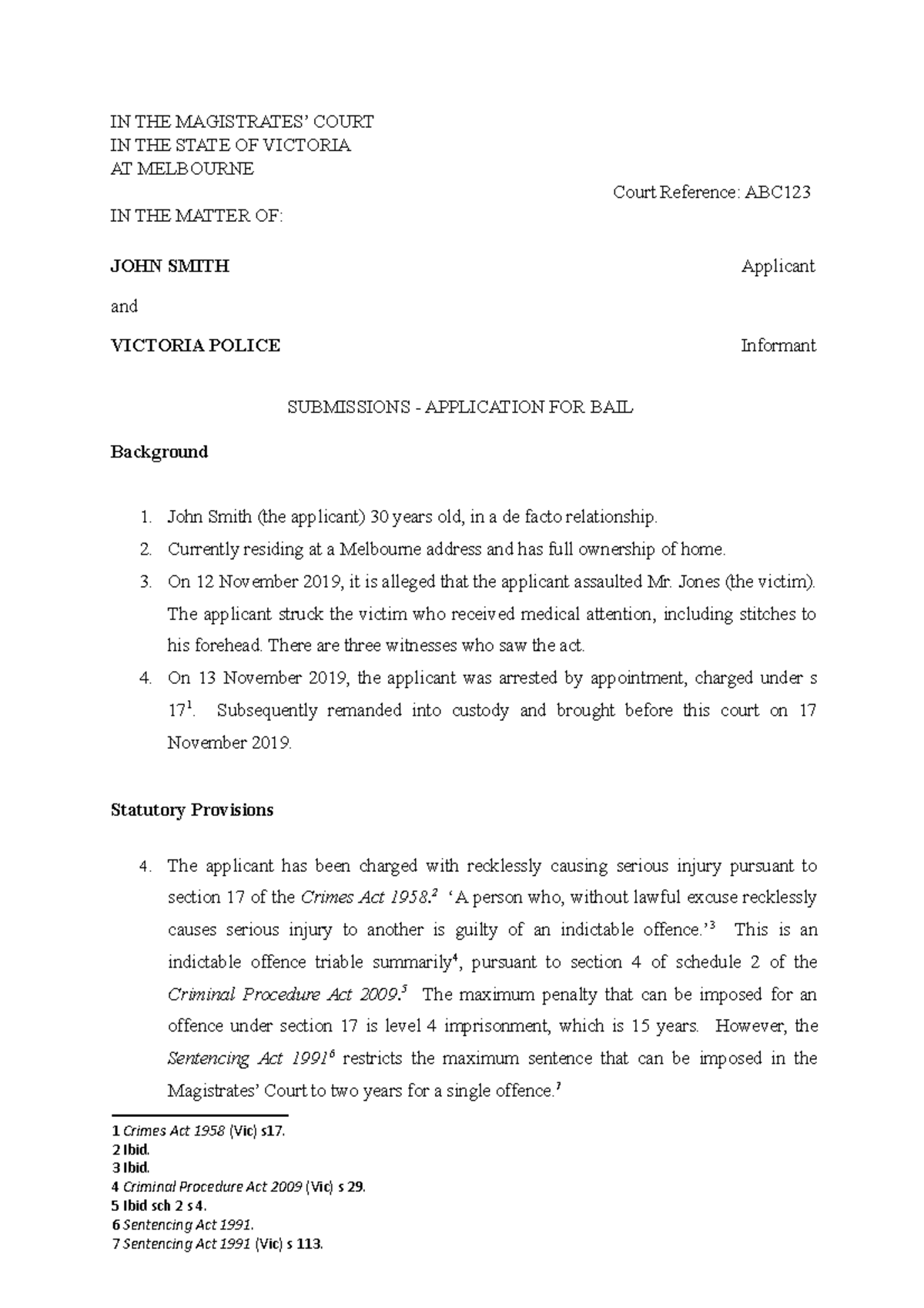 Bail Sub 1 Bail Application IN THE MAGISTRATES COURT IN THE STATE bail-sub-1-bail-application-in-the-magistrates-court-in-the-state