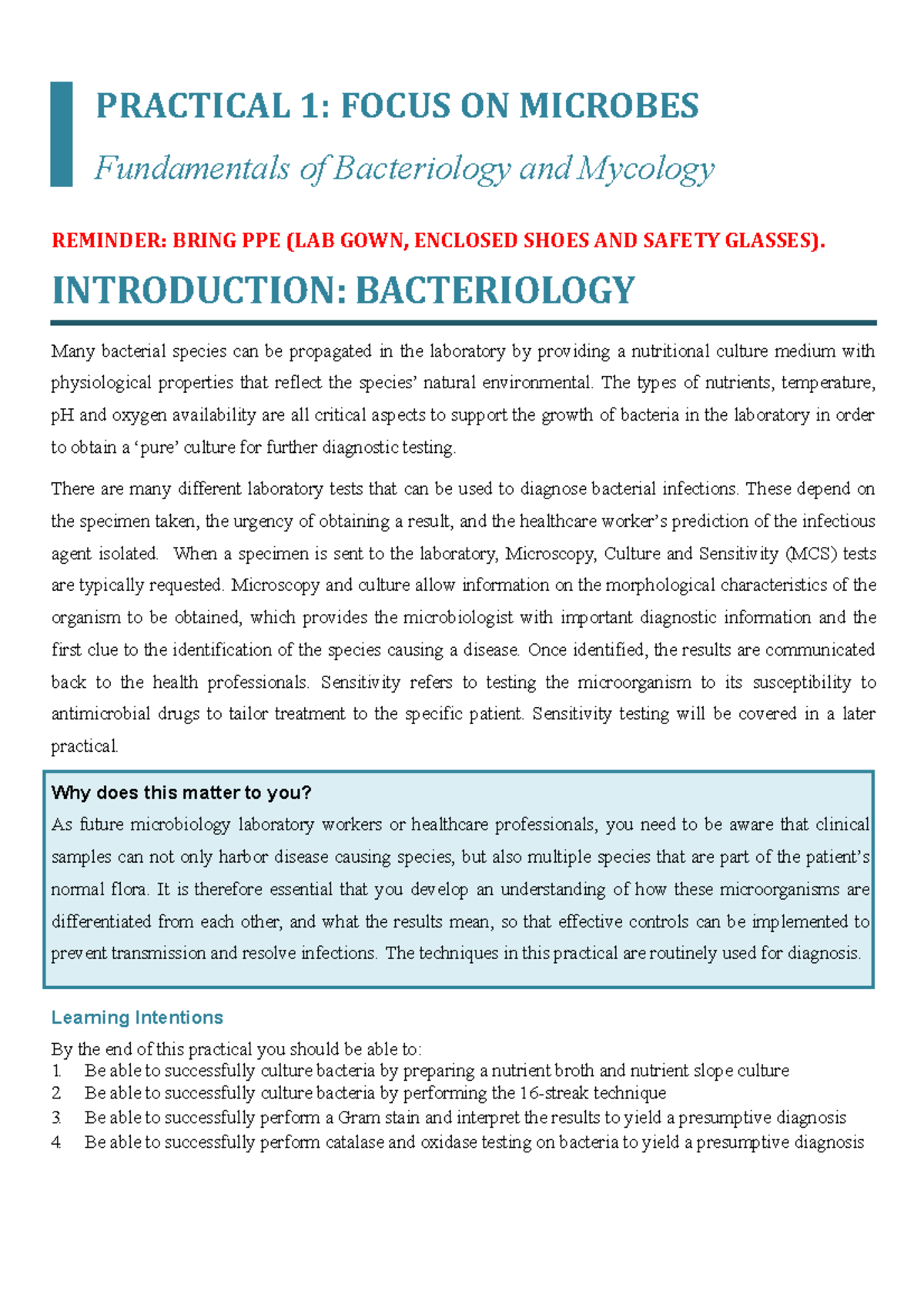 LQB362 Practical 1 2020 Final - PRACTICAL 1: FOCUS ON MICROBES ...