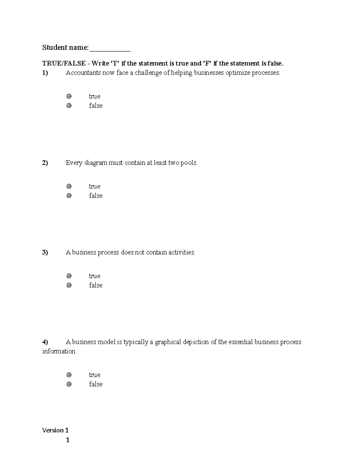 2490 - Notes - Student name:__________ TRUE/FALSE - Write 'T' if the ...