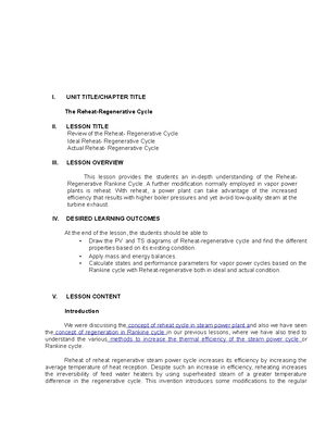 Chain drives - I. UNIT TITLE/CHAPTER TITLE: Chains II. LESSON TITLE ...