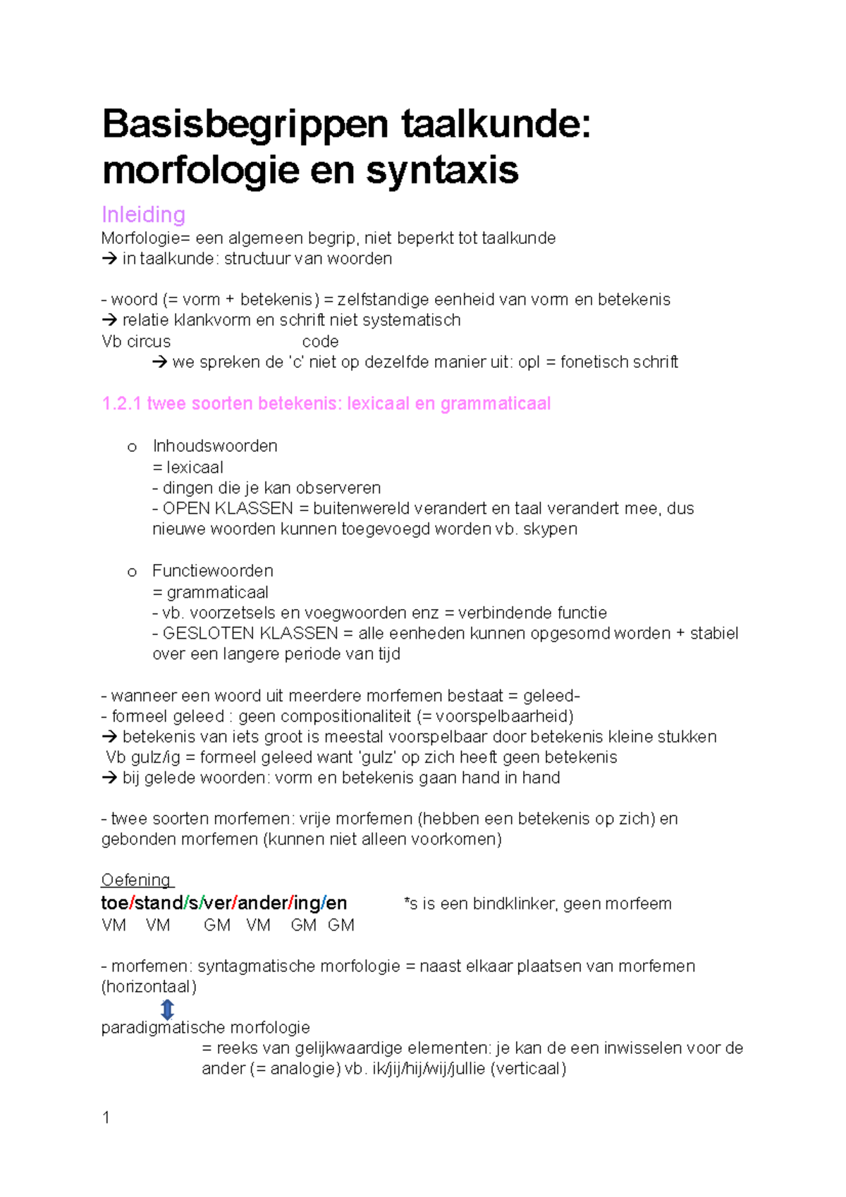 Basisbegrippen taalkunde - Basisbegrippen taalkunde: morfologie en ...