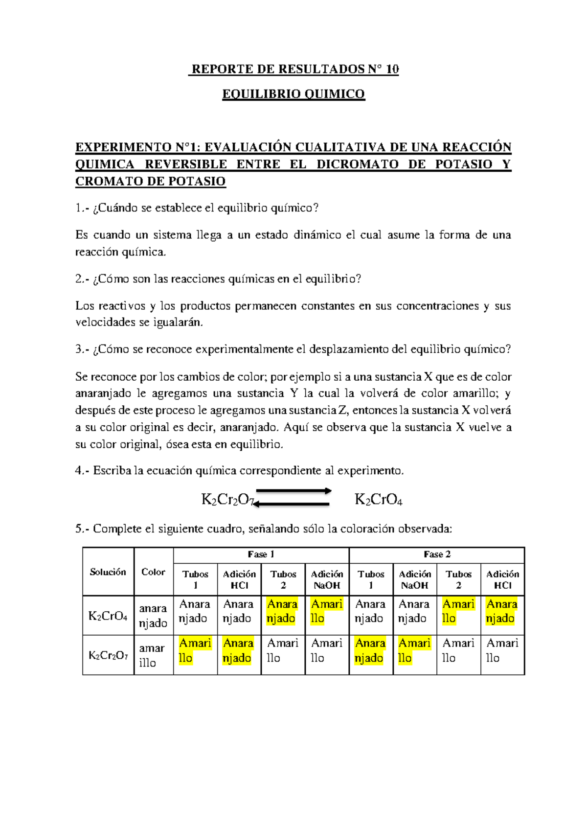 Reporte N° 10 - eq.quim. IQ-2023A Tarea - REPORTE DE RESULTADOS N° 10 ...