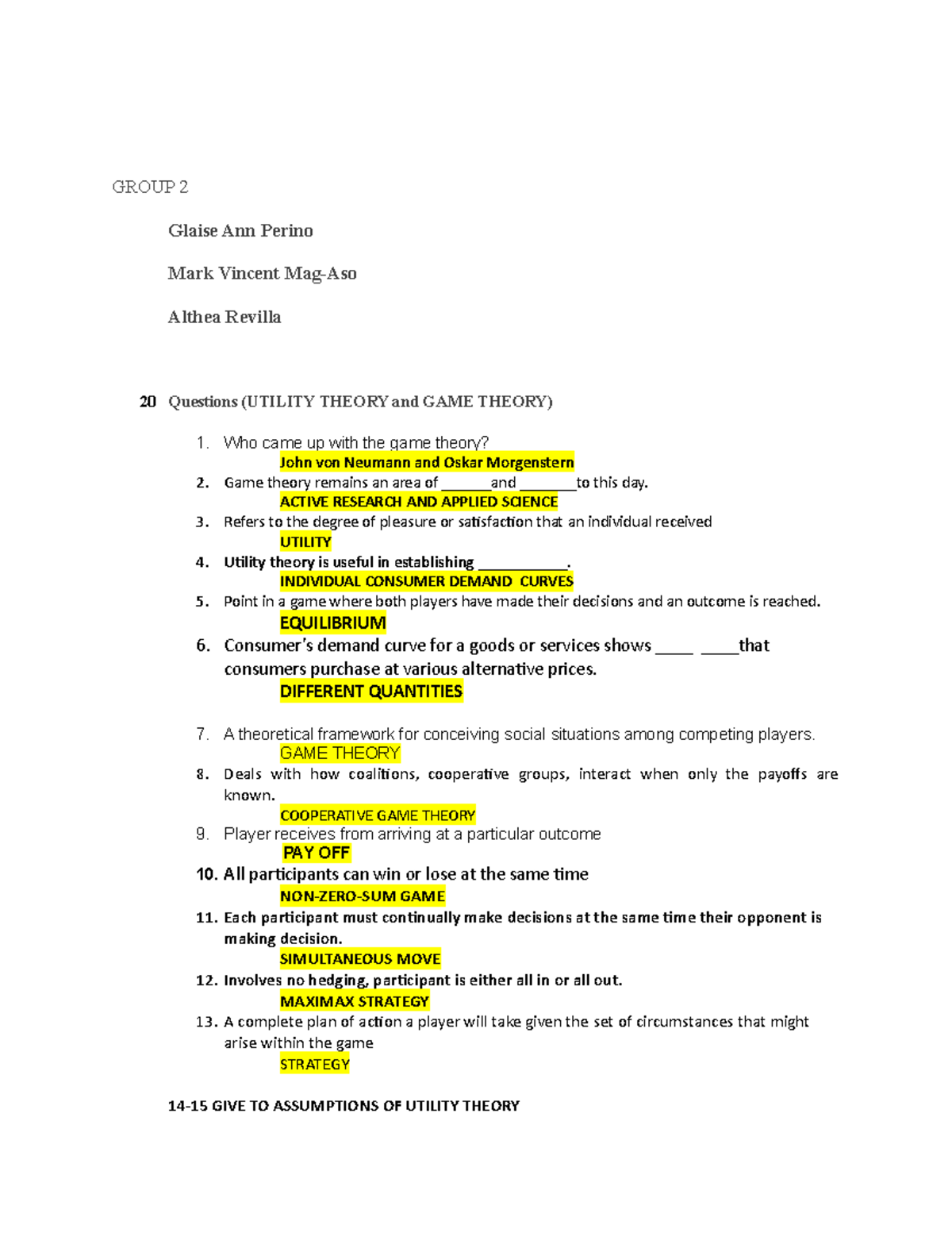 Group-2- Questionnaires - GROUP 2 Glaise Ann Perino Mark Vincent Mag ...