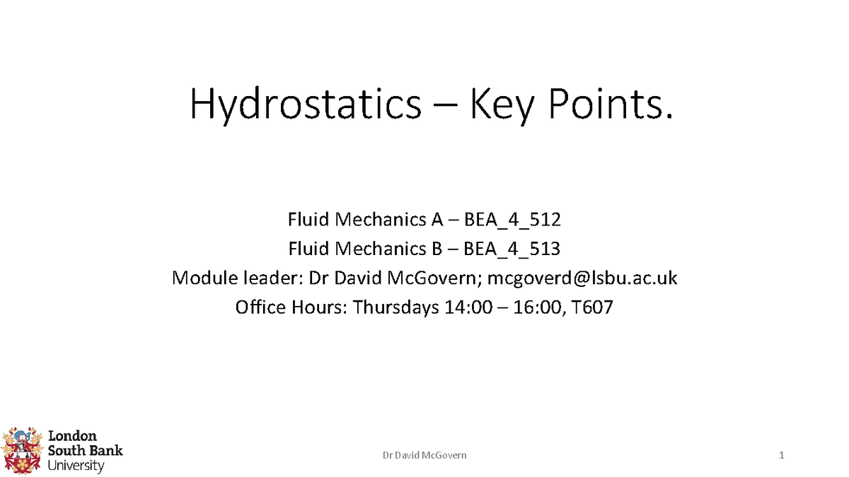 Hydrostatics Key Points Warning Tt Undefined Function 32 Warning Tt Undefined Function