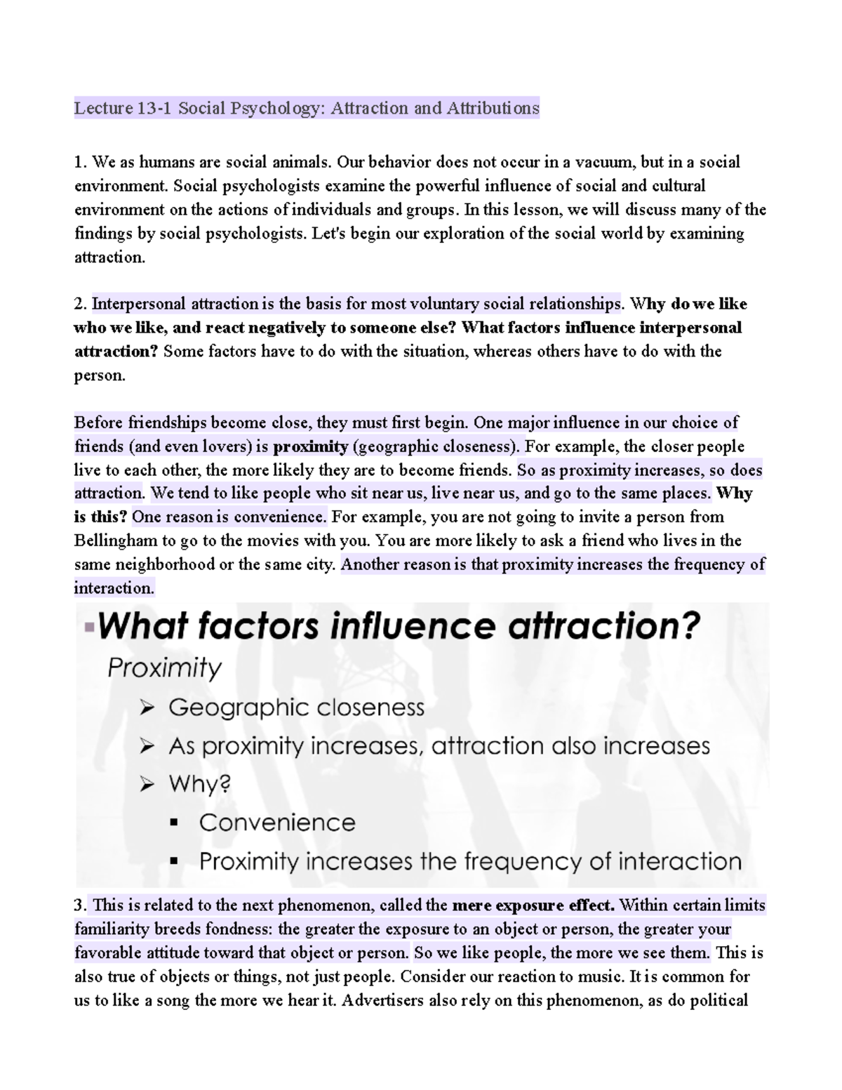 Lecture 13-1 Social Psychology Attraction and Attributions - PSYCH 101 ...