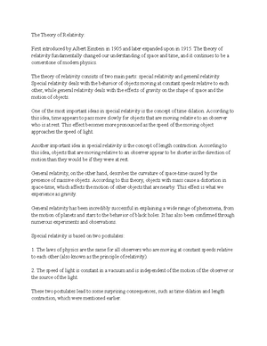 Theory of Relativity - The Theory of Relativity: First introduced by ...