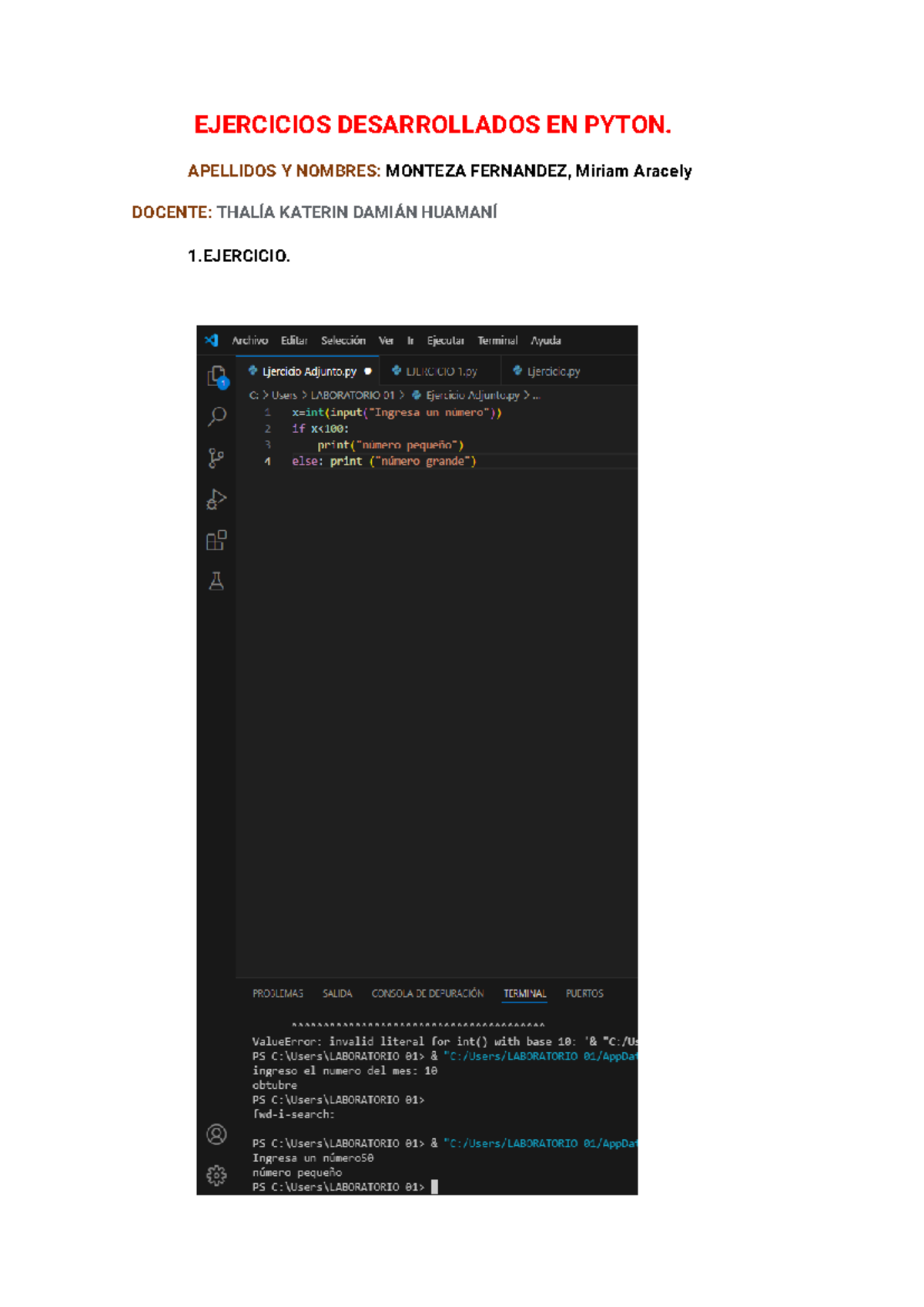 Pyton Monteza Fernandez - Saludos del niño ya adolescente - EJERCICIOS ...
