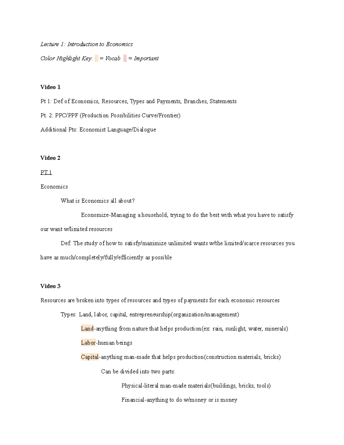 ECON 100 Week 1 Lecture Notes - Lecture 1: Introduction to Economics ...