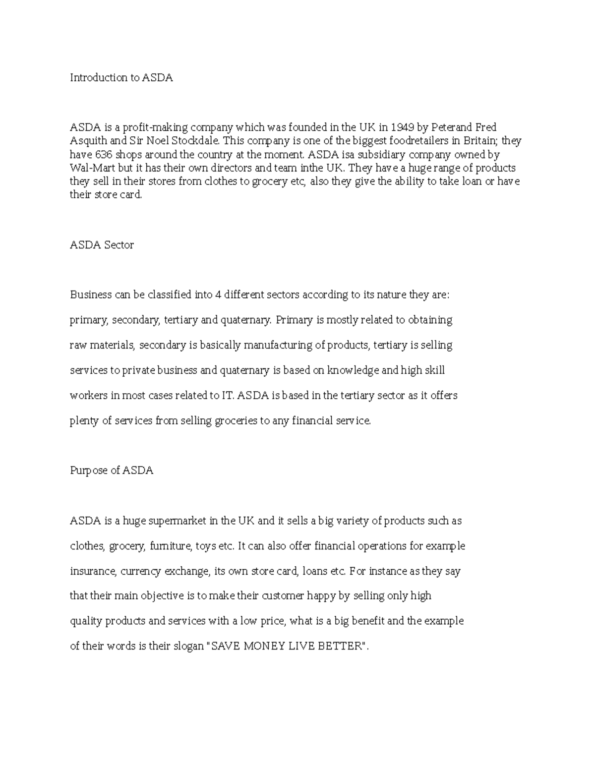 Untitled document - cashflow - Introduction to ASDA ASDA is a profit ...