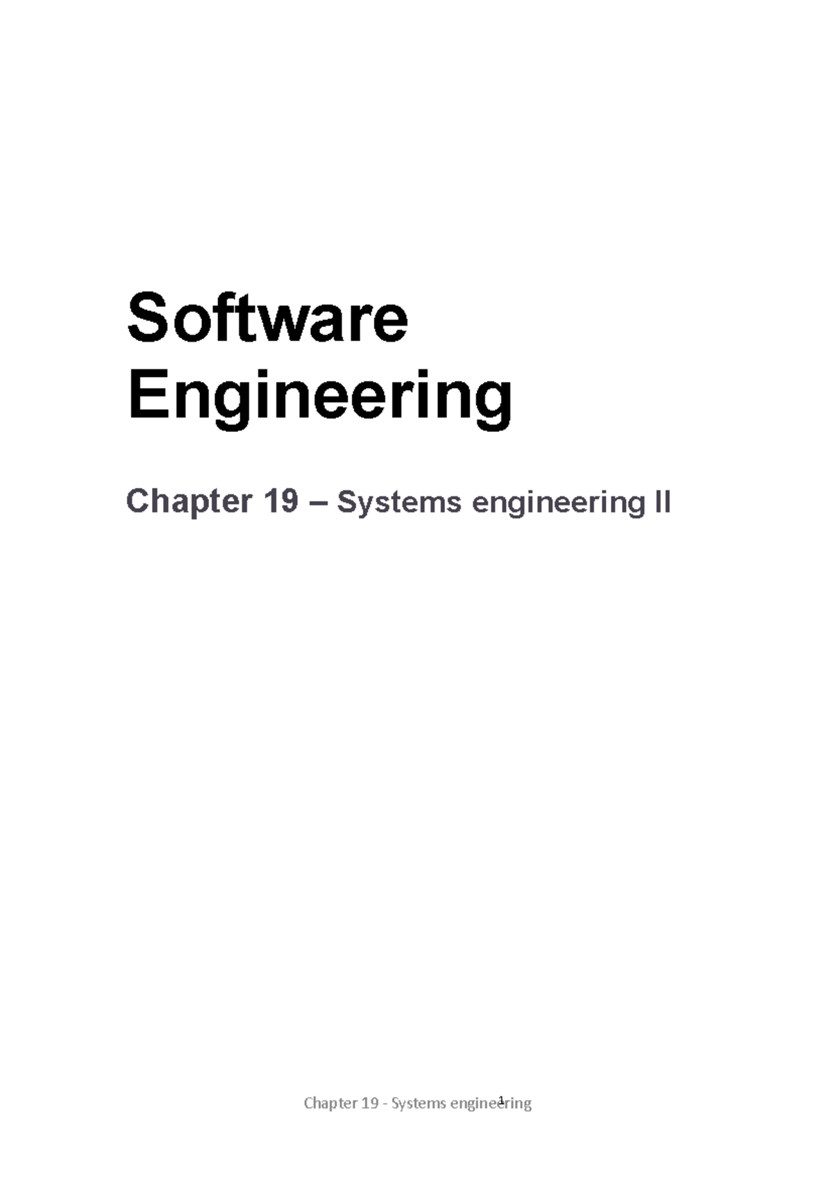 Software Engineering - Ch19 Systems engineering Lecture 2 - Software ...