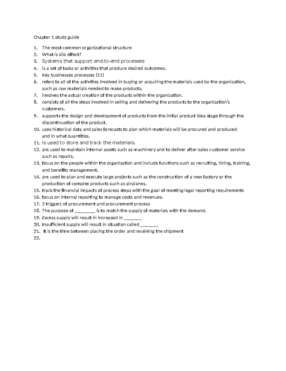 Chapter 1 study guide - Chapter 1 study guide 1. The most common ...