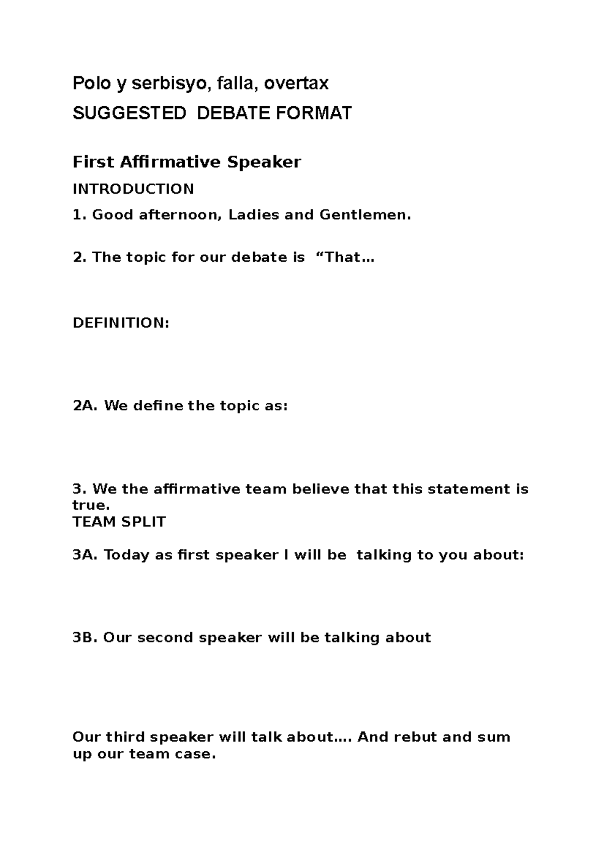 Debate-format- Template example lecture on debate debate debate english ...