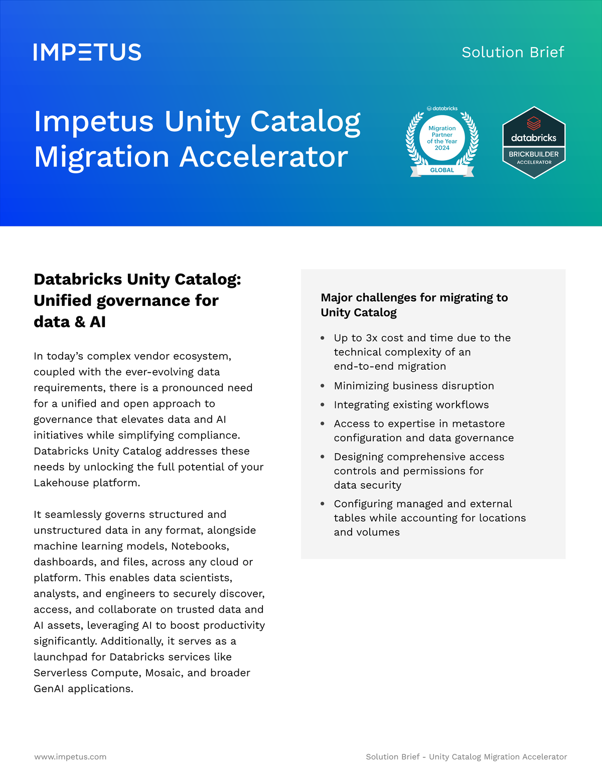 IMP Solution Brief UCMA2 - Impetus Unity Catalog Migration Accelerator ...