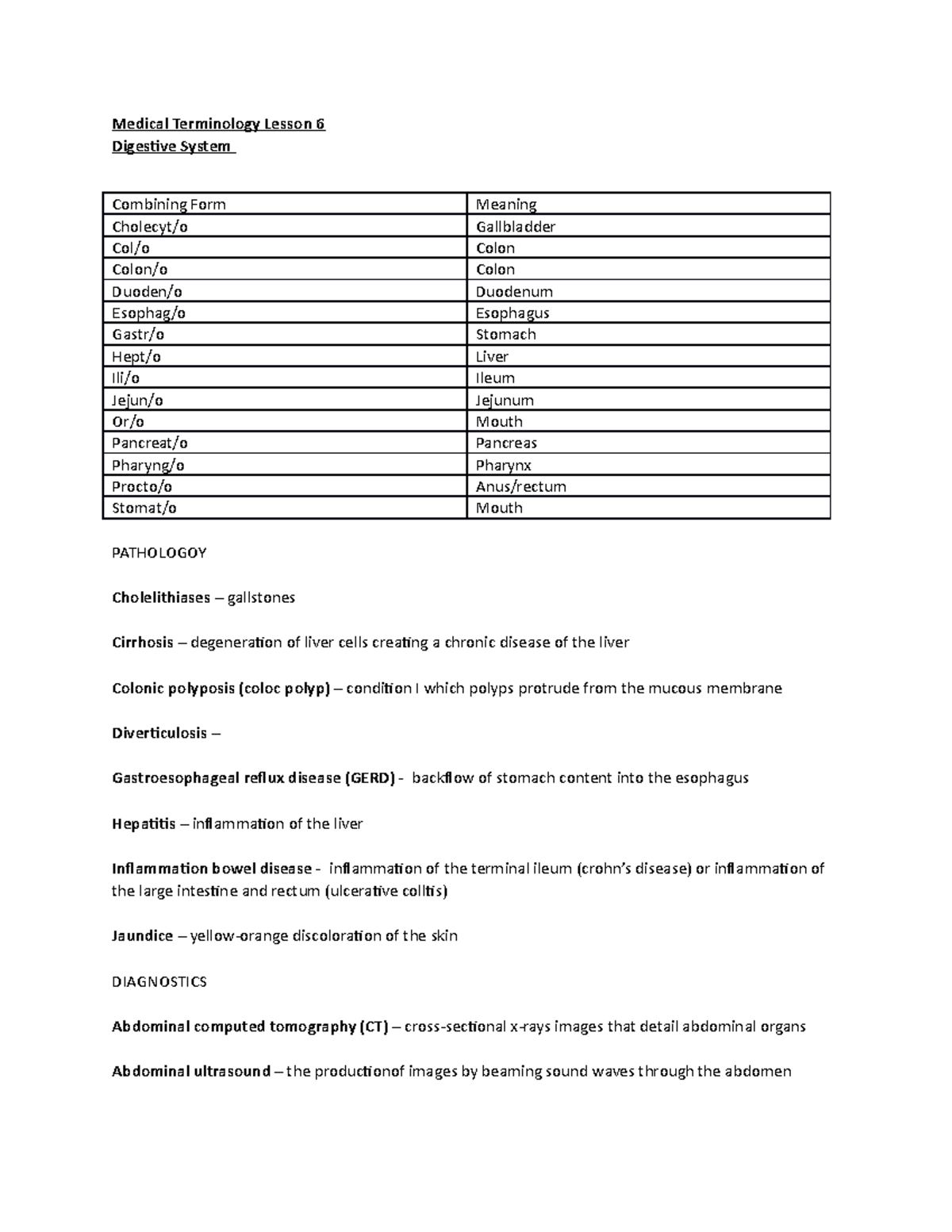 Medical Terminology Lesson 6 - Copy - Medical Terminology Lesson 6 ...