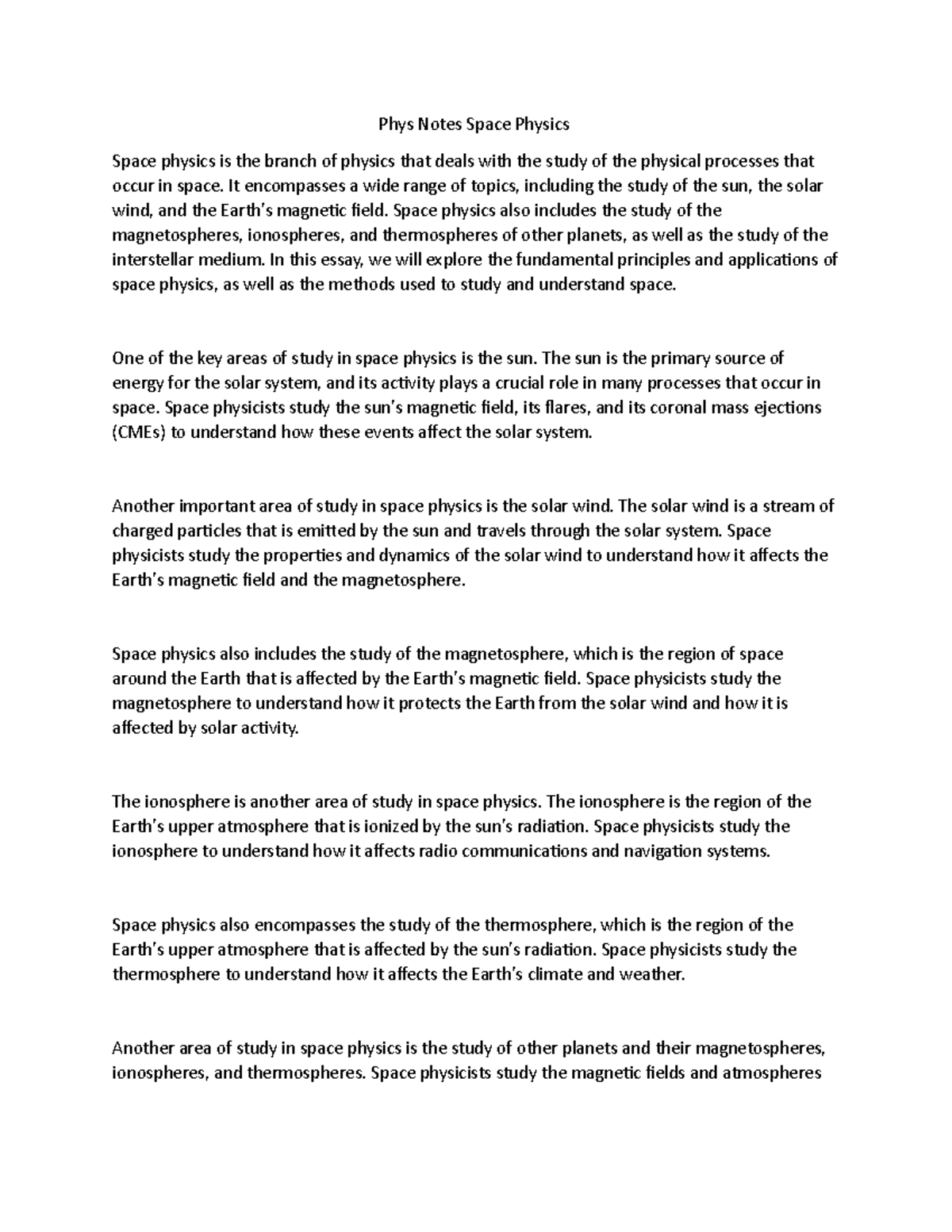 Phys Notes Space Physics - Phys Notes Space Physics Space physics is ...