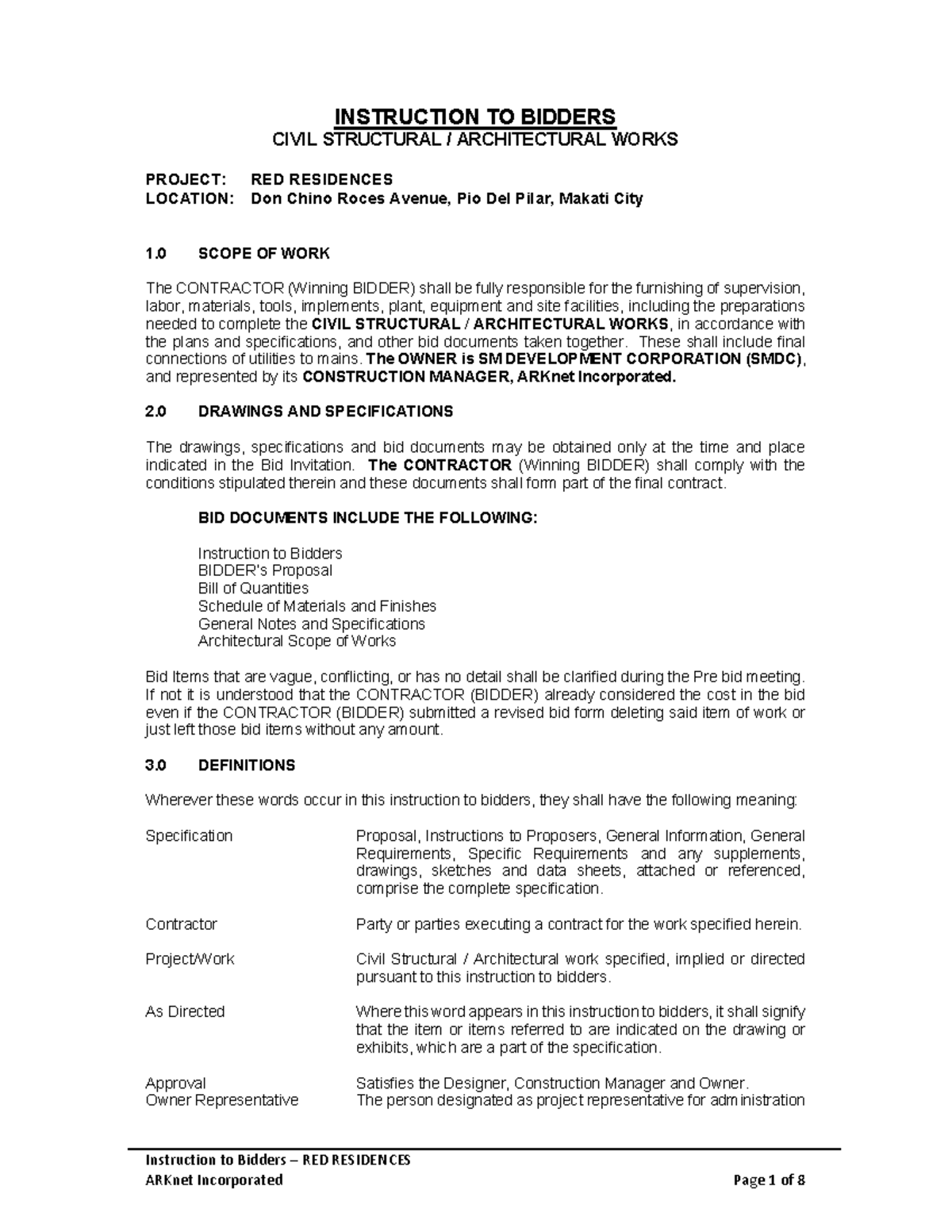001 Instruction-TO- Bidders - Instruction to Bidders – RED RESIDENCES ...