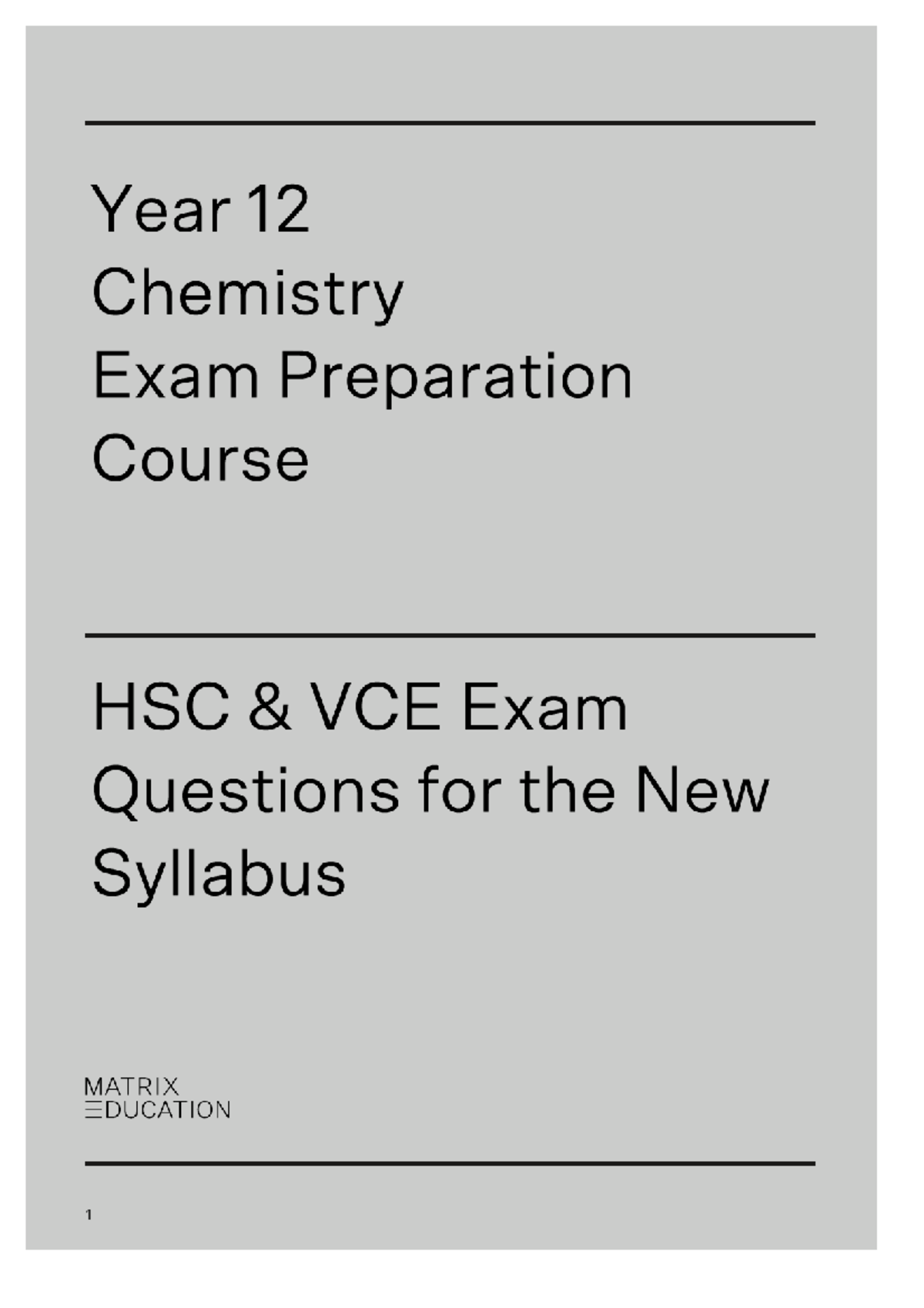 Matrix Chem Questions HSC + Trials - − − − − − − − − − − − − − − − − − ...
