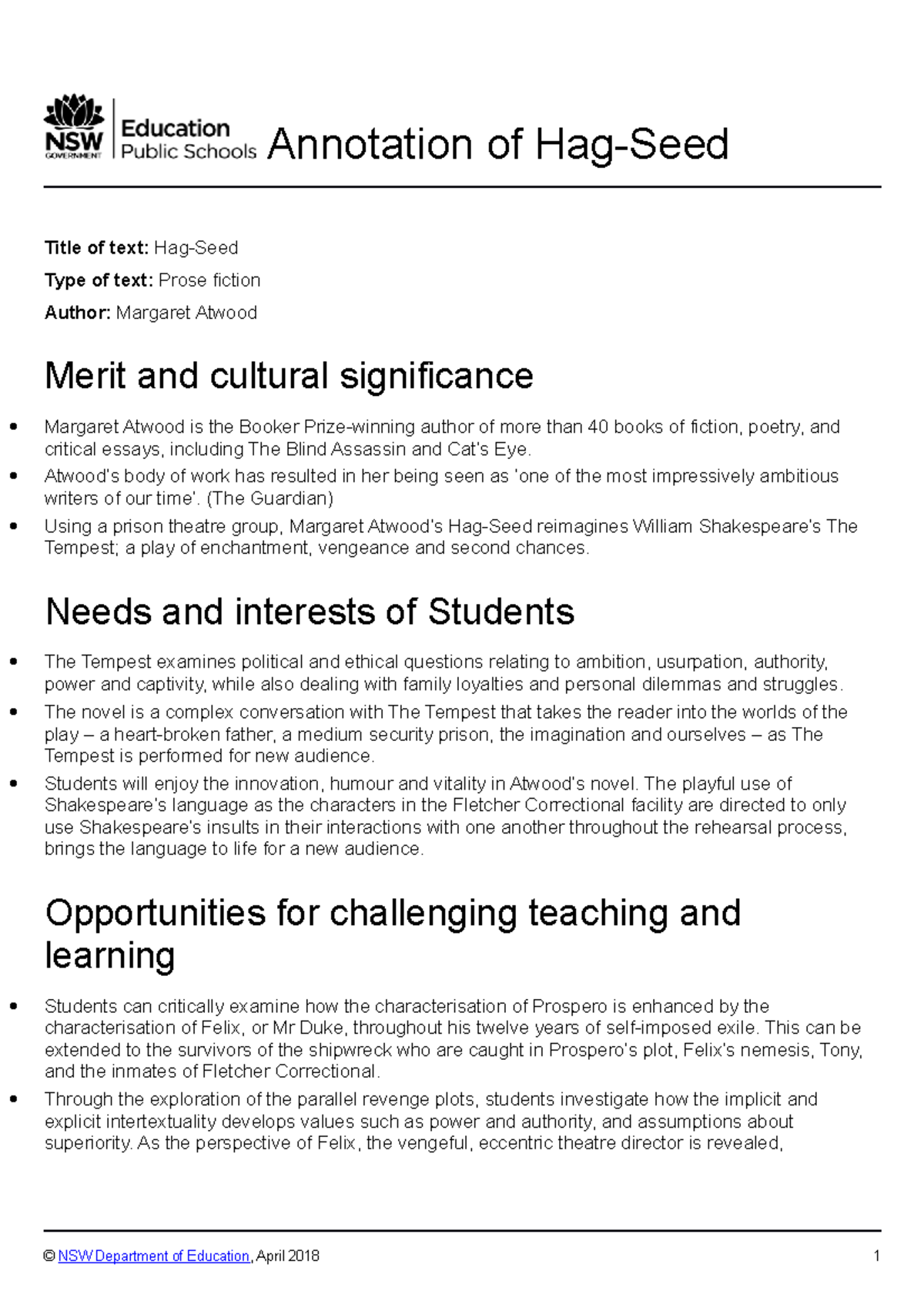 English annotations of hag seed - Annotation of Hag-Seed Title of text ...