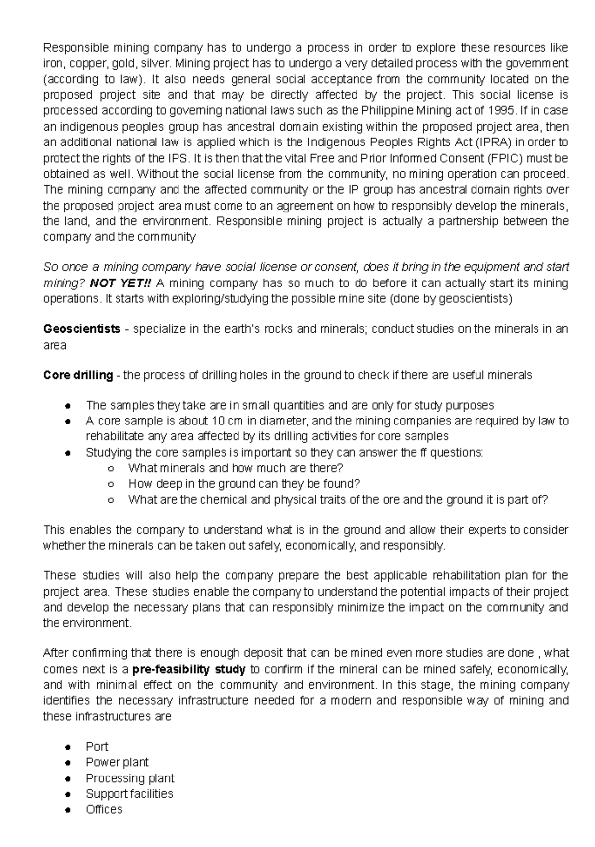Responsible Mining Mining Project Has To Undergo A Very Detailed Process With The Government