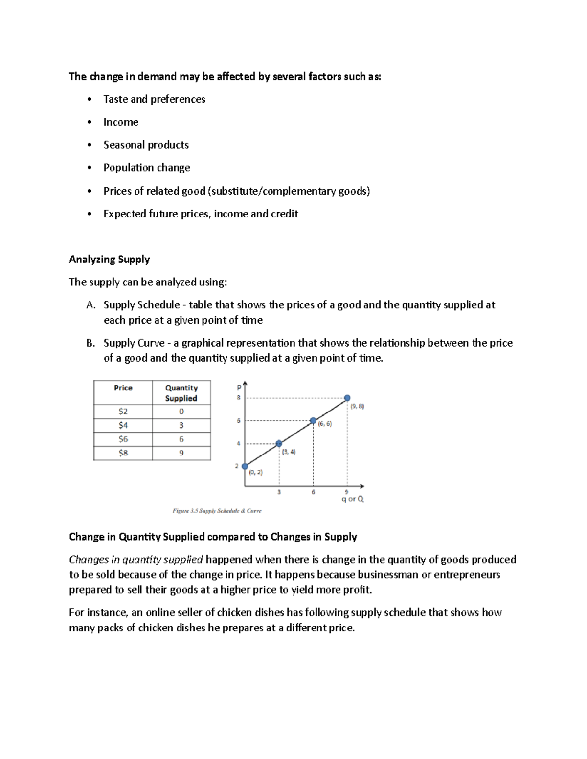 The change in demand - Supply Schedule - table that shows the prices of ...