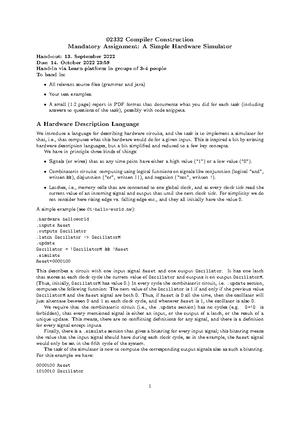 Cheat sheet - Compiler - 02332 Compiler Construction (Coco) Cheat Sheet ...