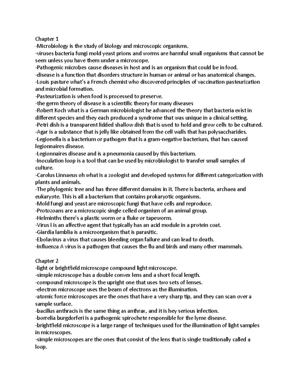 Chapter 1, 2, 3 - notes - Chapter 1 Microbiology is the study of ... Chapter 1, 2, 3 - notes - Chapter 1 Microbiology is the study of ...