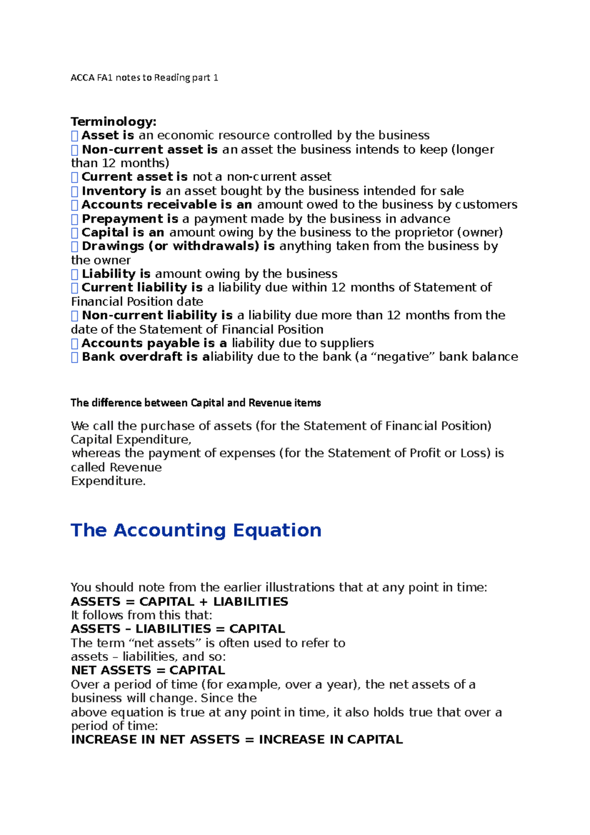 ACCA FA1 nonet to read - ACCA FA1 Notes - ACCA FA1 notes to Reading ...
