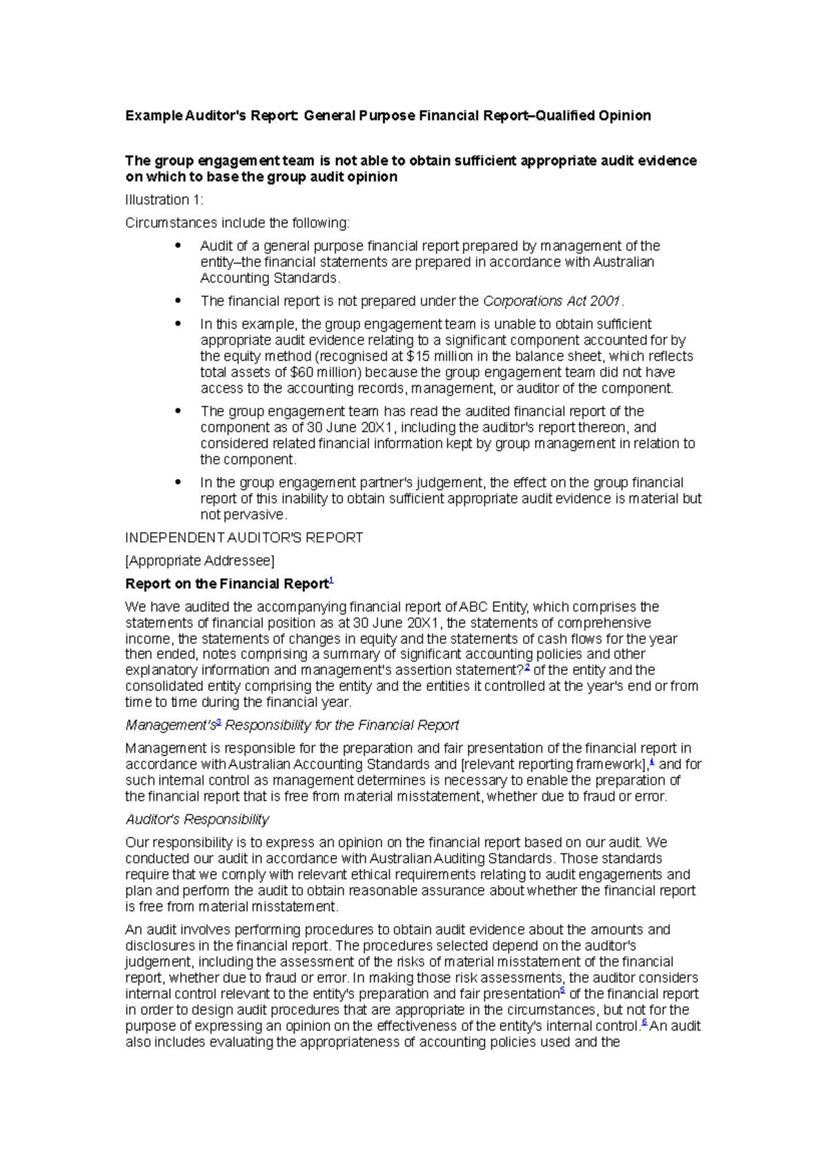 Gg COMMadgrf awdg sdag sd dwf da - Example Auditor's Report: General ...