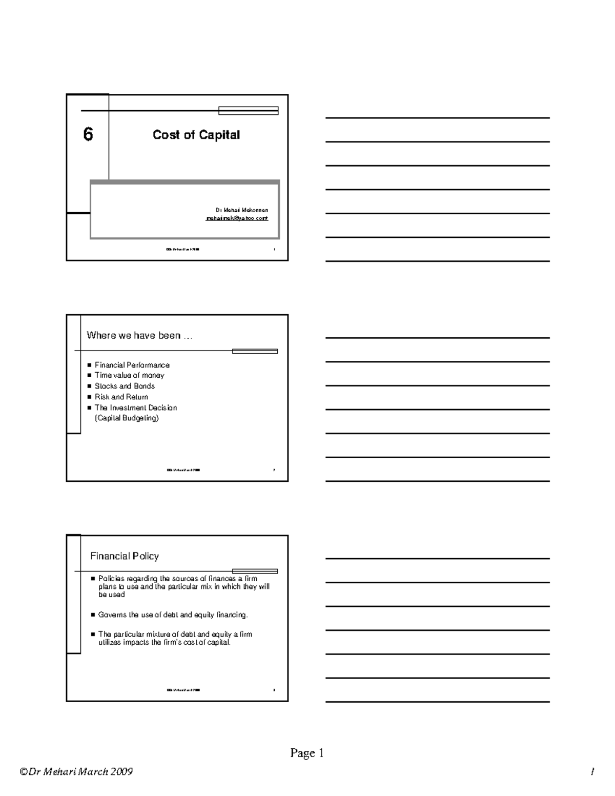 Chap-6 - Financial Management - Page 1 ©Dr Mehari March 2009 1 6 Cost ...