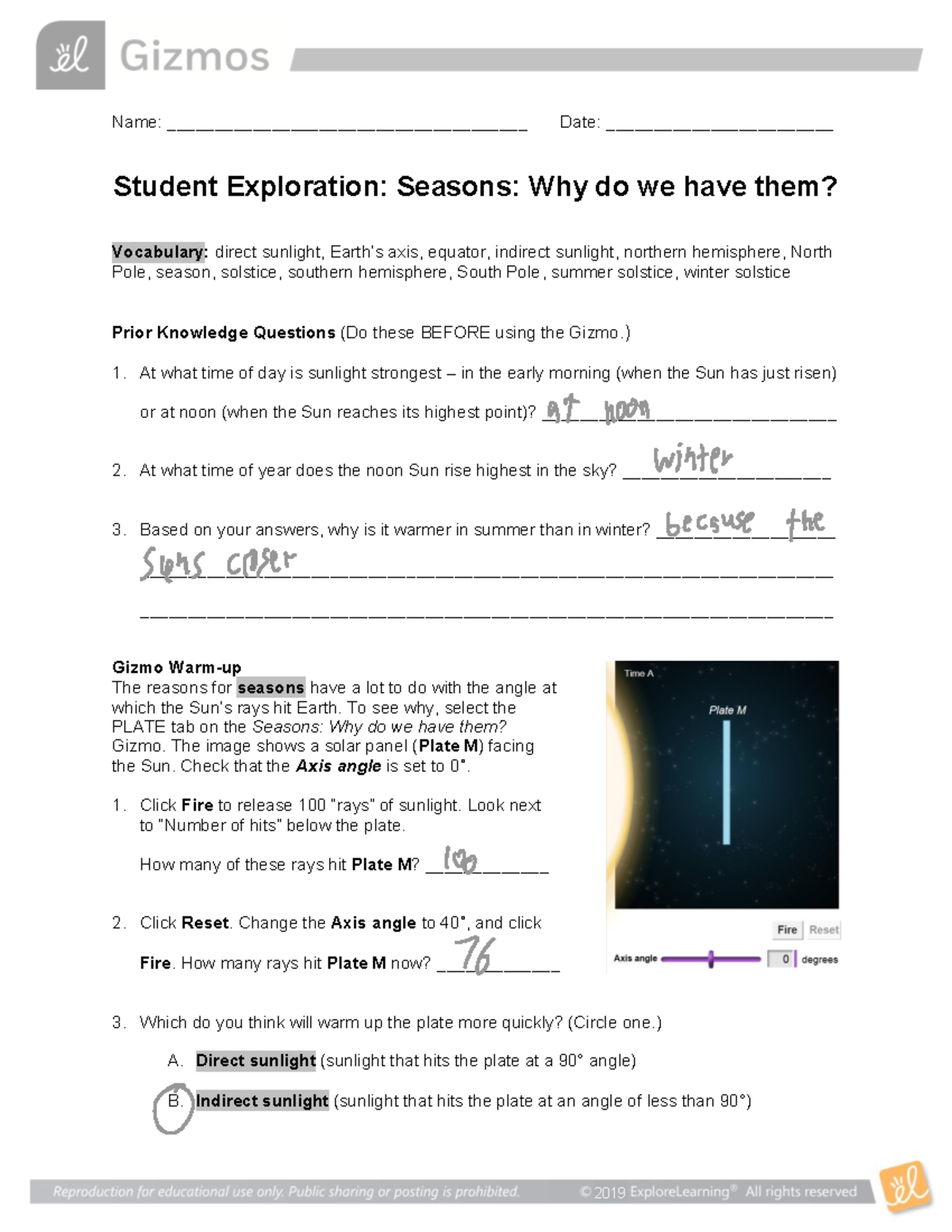 Why do we have seasons Gizmo - Name ...