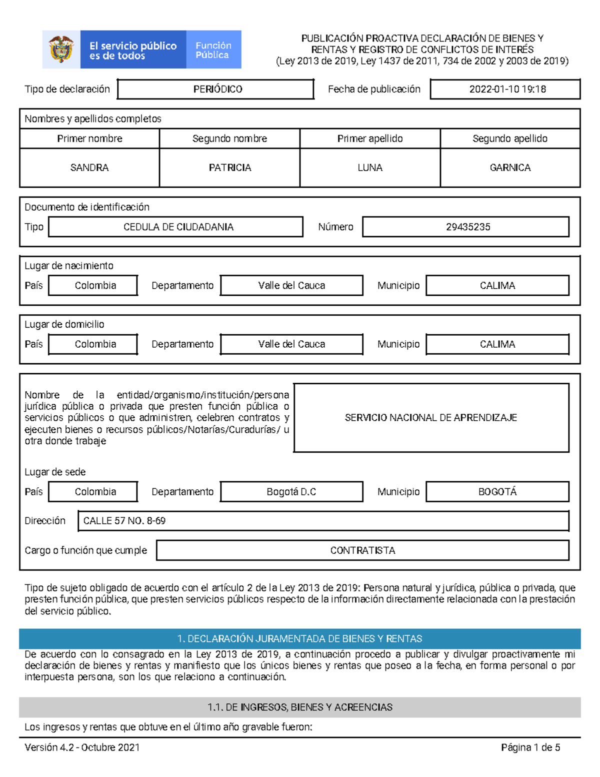 Declaracion Conflicto Interes - PUBLICACIÓN PROACTIVA DECLARACIÓN DE ...