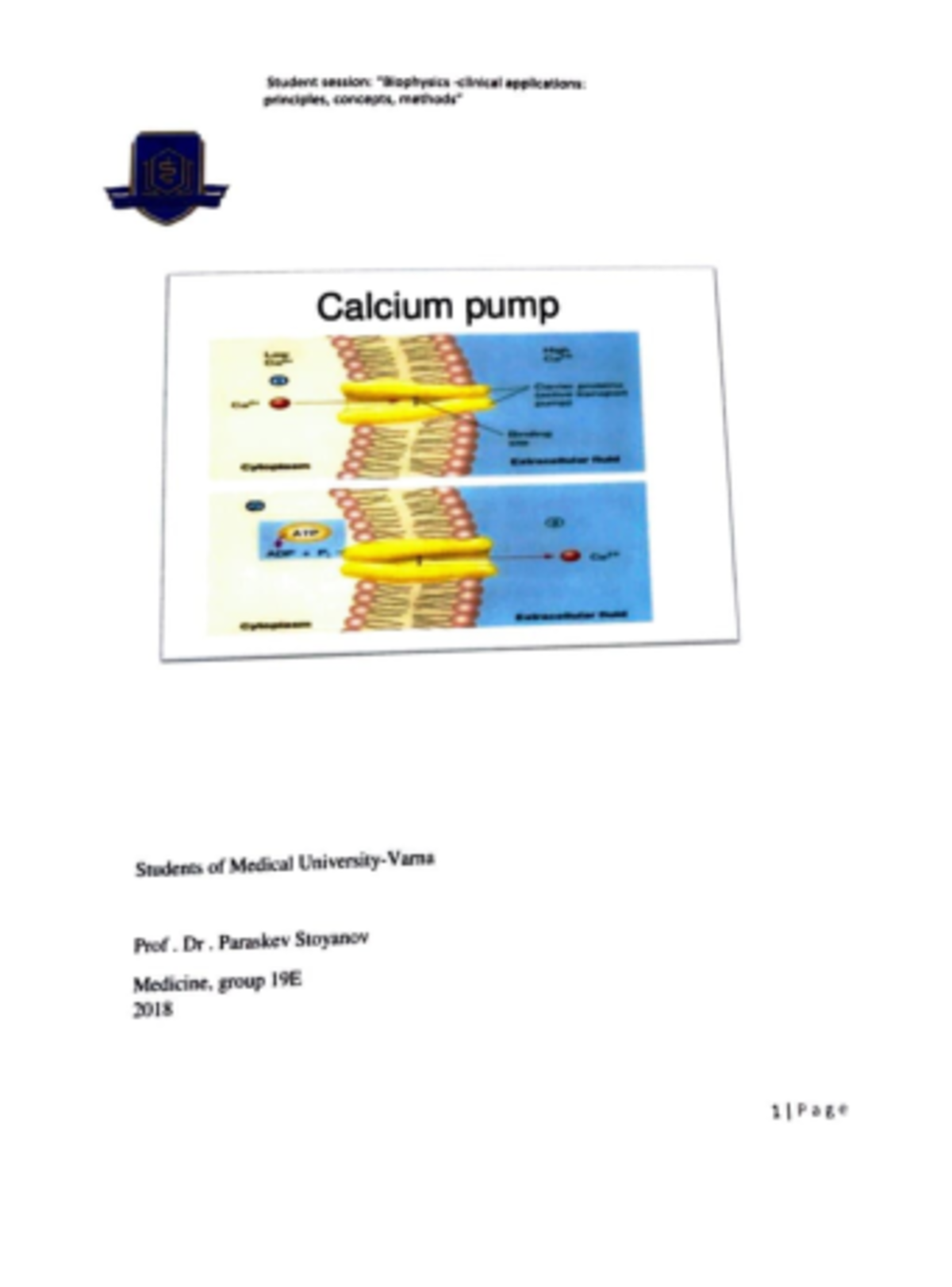 Microproject: Calcium Pump - prlnciples,eoncepu,methoch" Calcium pump ...